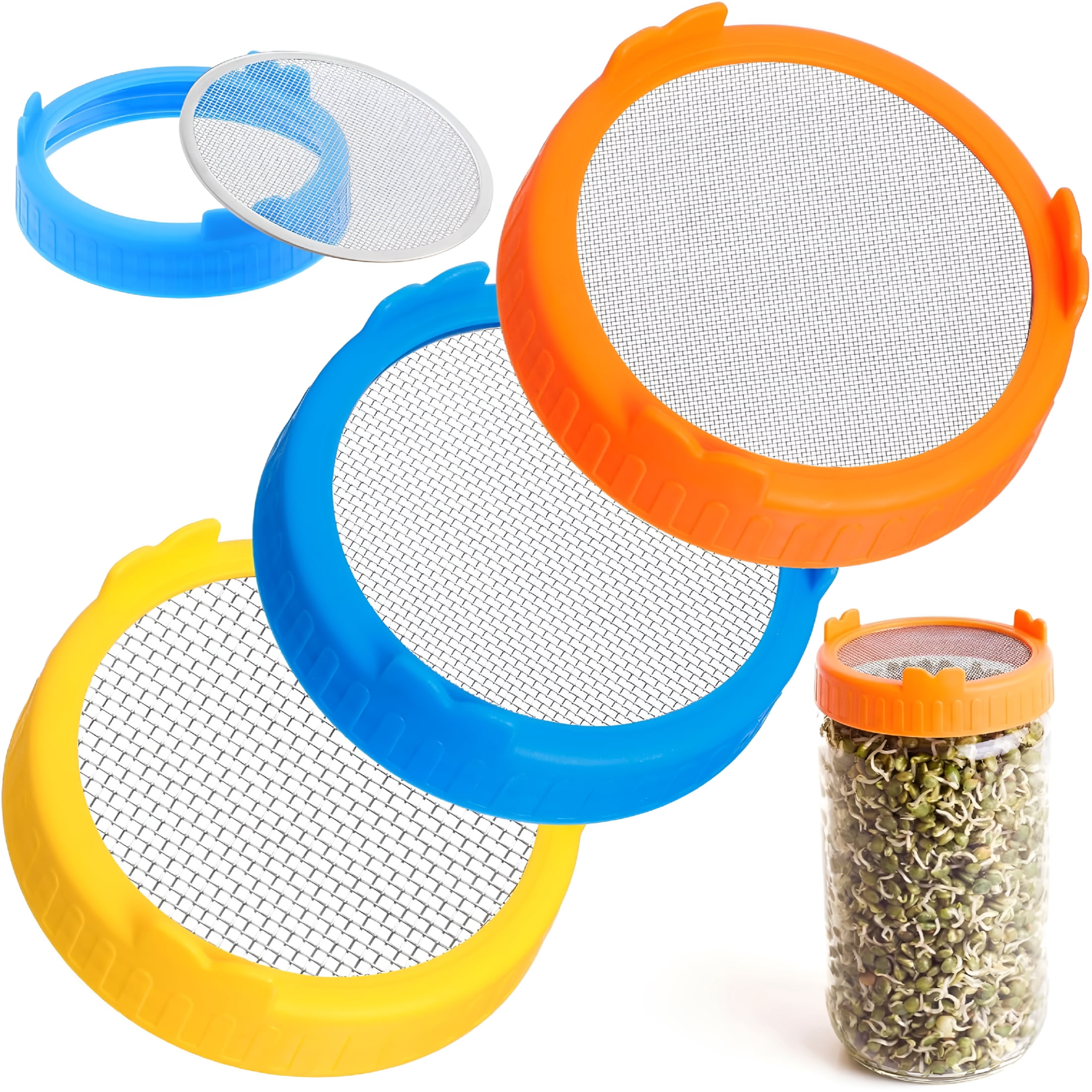 ACDANC 3 Set Sprouting Growing Lids for Wide Mouth Mason Jars,Sprouting ...