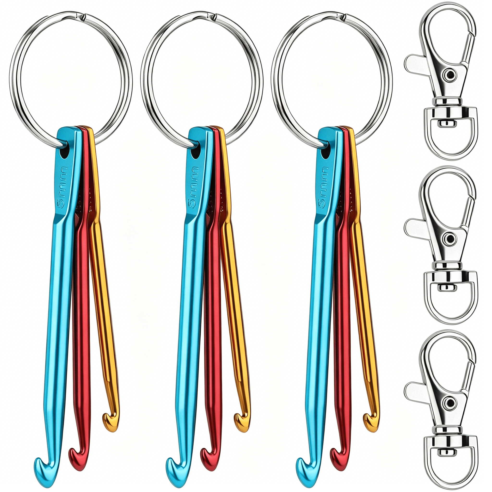 ACDANC 3 Sets Mini Crochet Hook Keychain,3 Size Aluminum Crochet ...