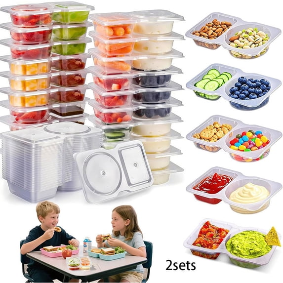 ACDANC 30-Pack Dual Compartment Reusable Snack Containers with Lids ...