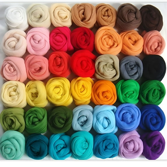 ACDANC 36 Colors Wool Roving Fibre Wool Yarn Roving For Needle Felting ...