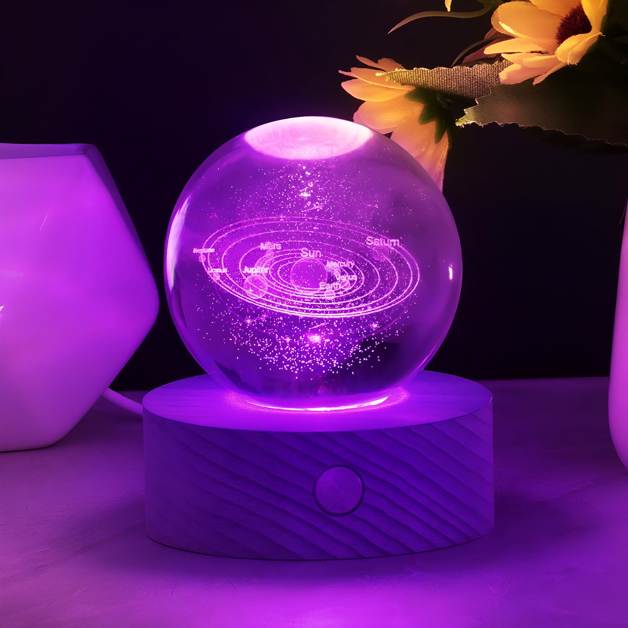 ACDANC 3D Crystal Ball Night Light,LED Ball Lamp with Power Switch,6cm ...