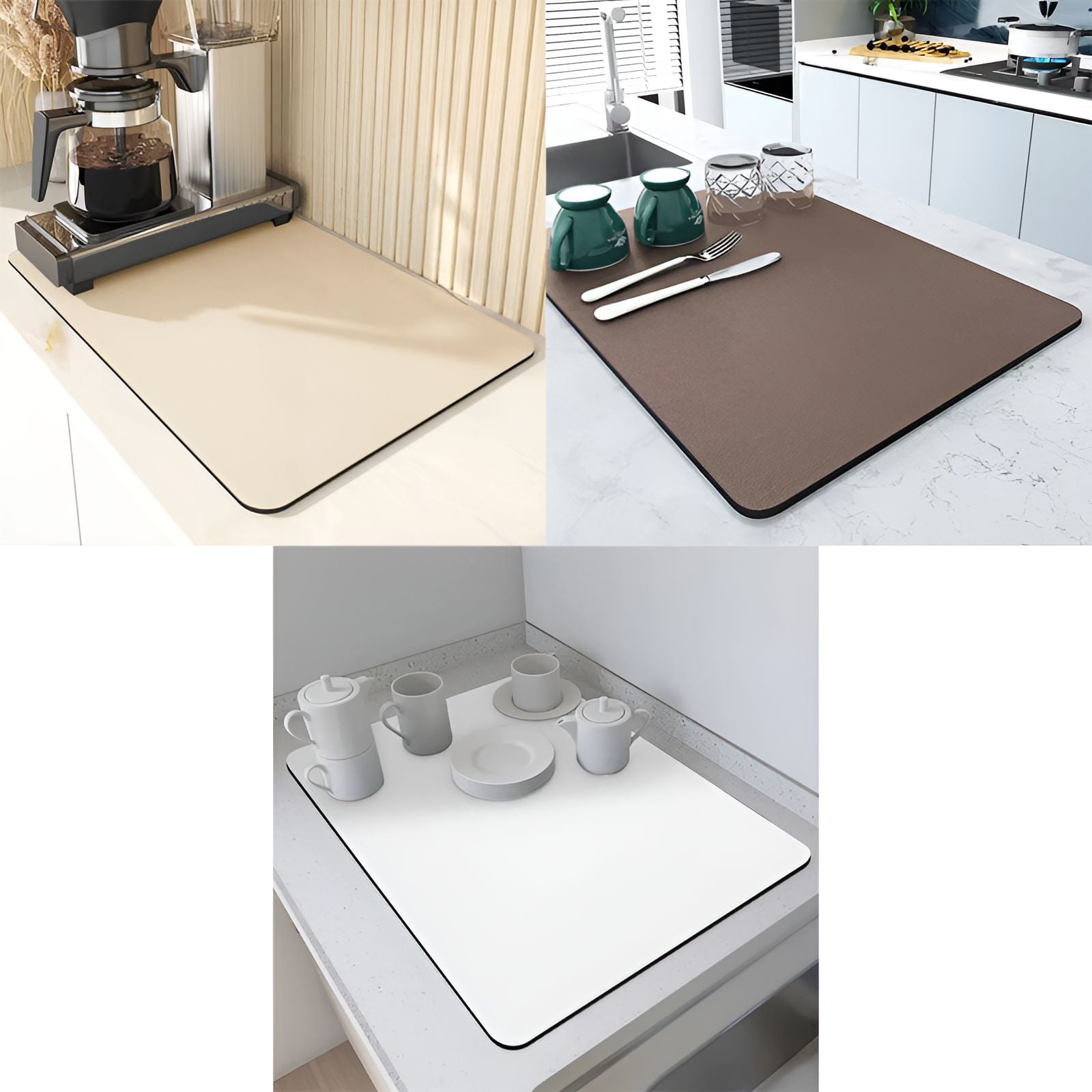 ACDANC 3Pcs Dish Drying Mat,No Sliding Drying Matt Kitchen Counter ...