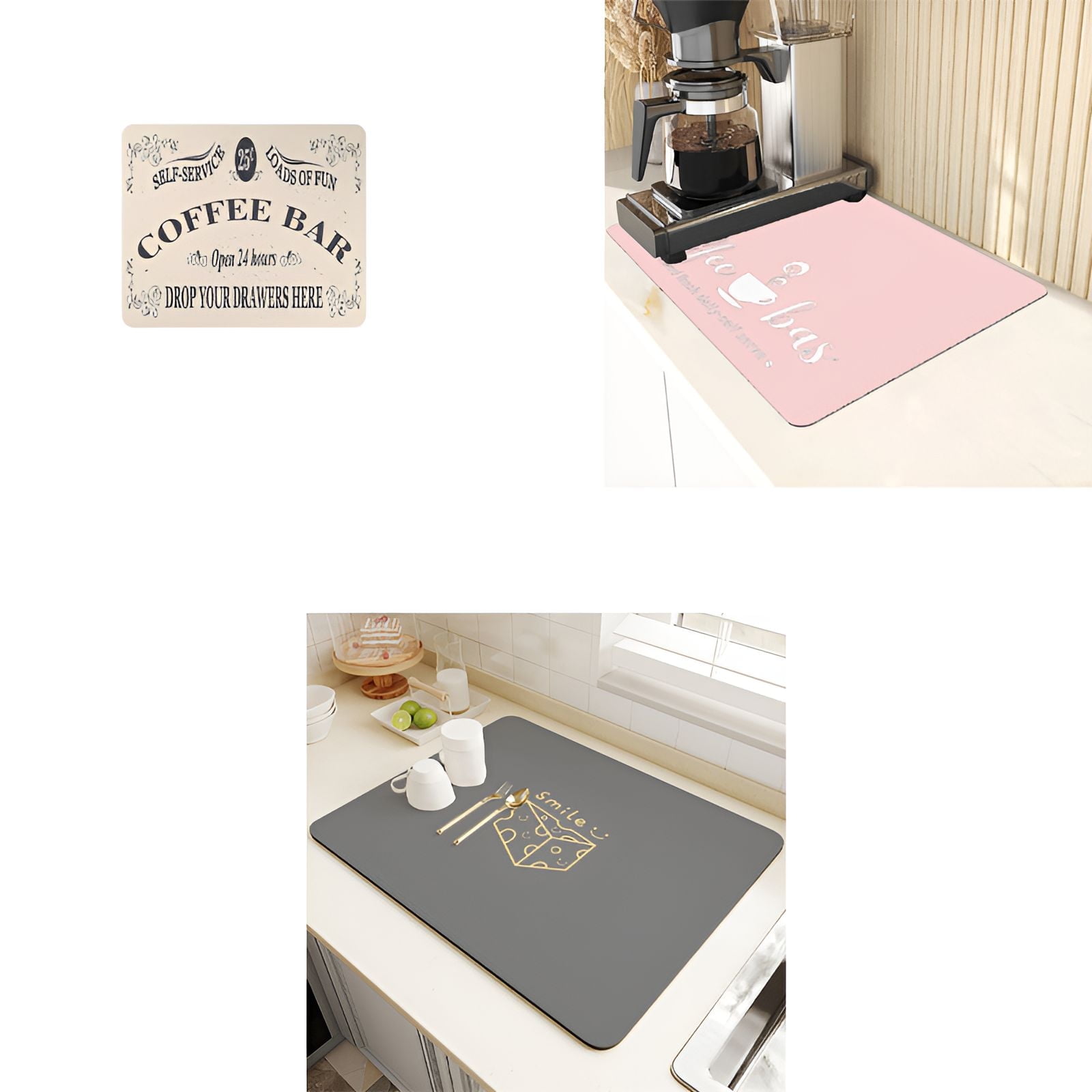 ACDANC 3Pcs Dish Drying Mat,Works on Various Surfaces Drying Matt ...