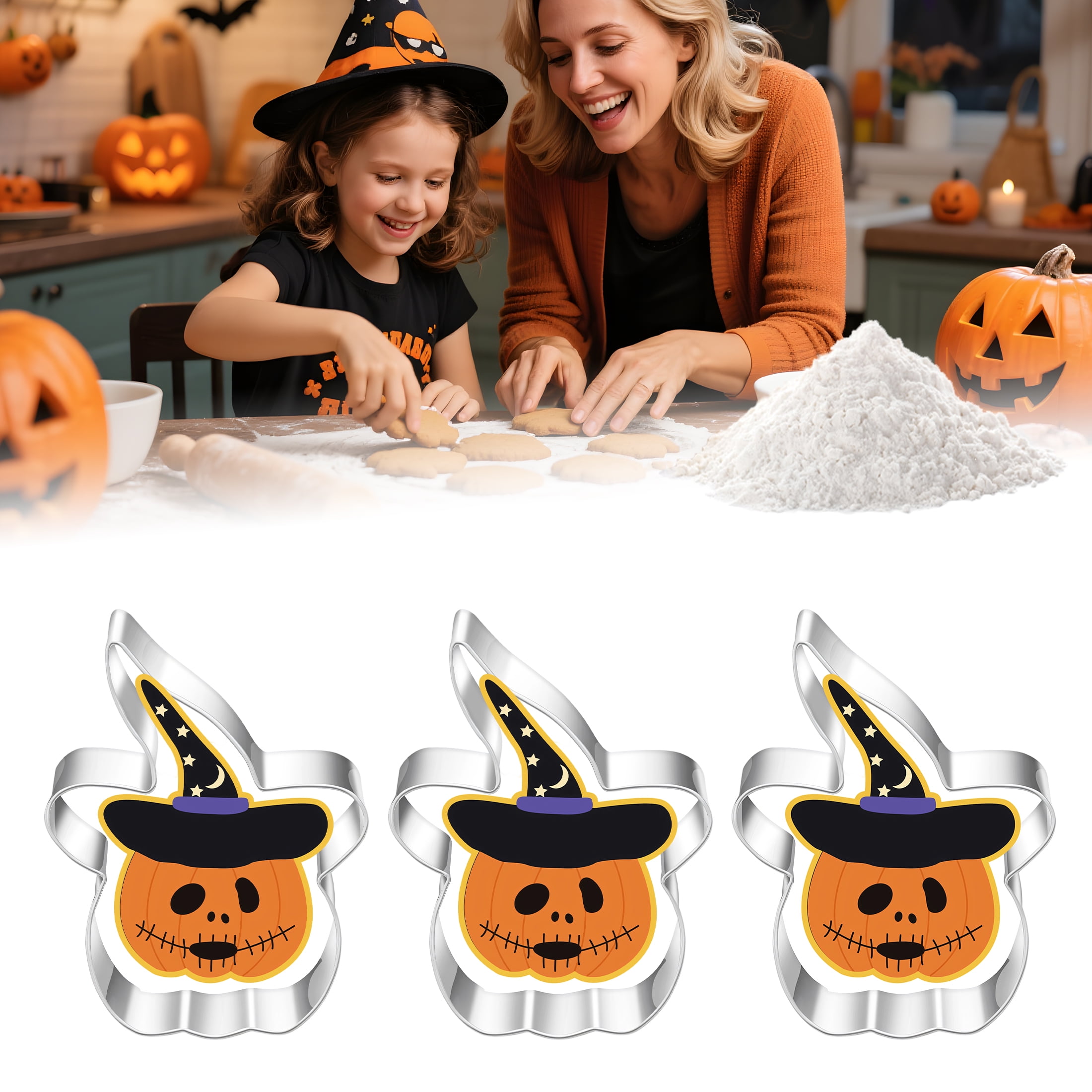 ACDANC 3Pcs Halloween Cookie Cutters,430 Stainless Steel Cookie Cutters ...