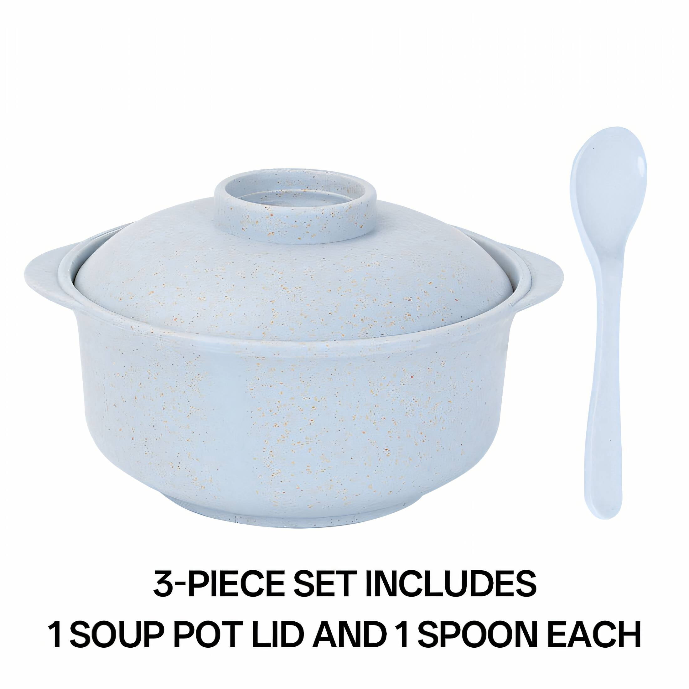 ACDANC Wheat Straw Bowls Unbreakable Microwave Soup Mugs with Lids and ...