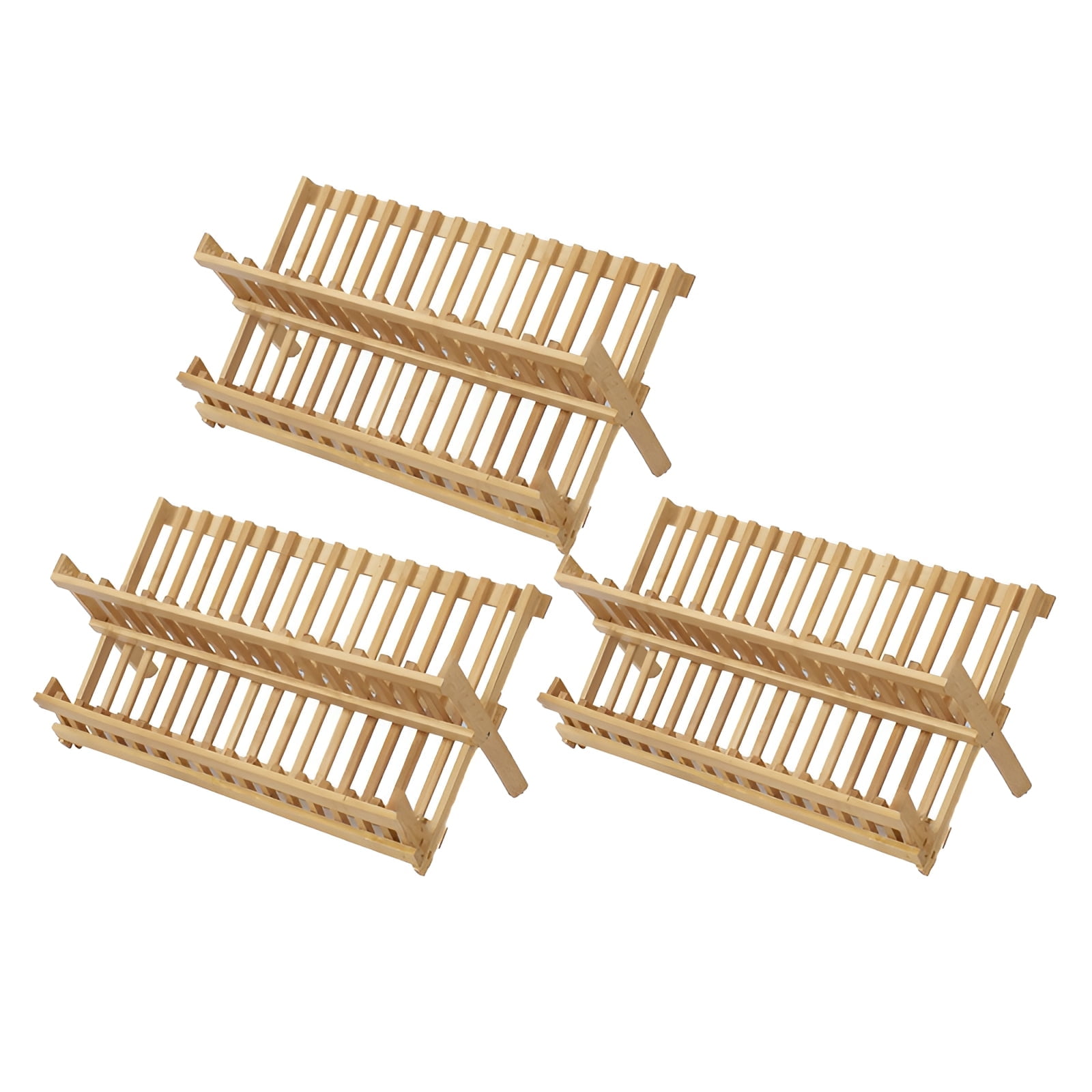 ACDANC 3Pcs Wooden Dish Drying Rack,Stripe Design Bamboo Dish Drying ...