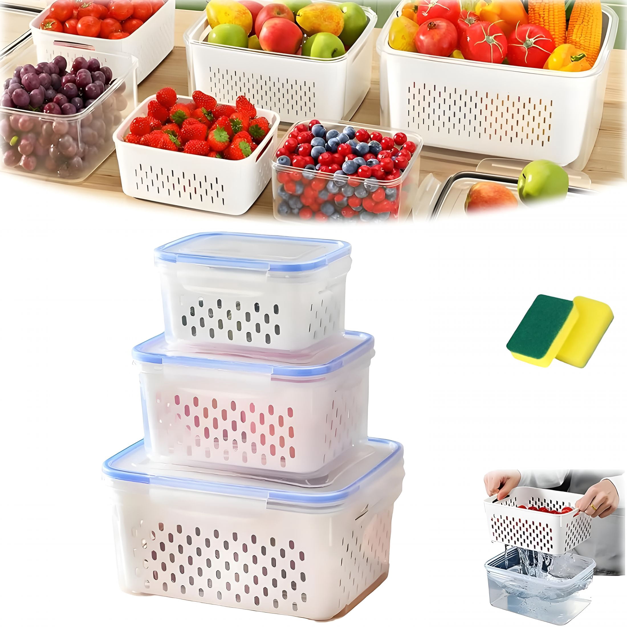 ACDANC 4 in 1 Food Storage Container,Fruit Storage Containers for ...