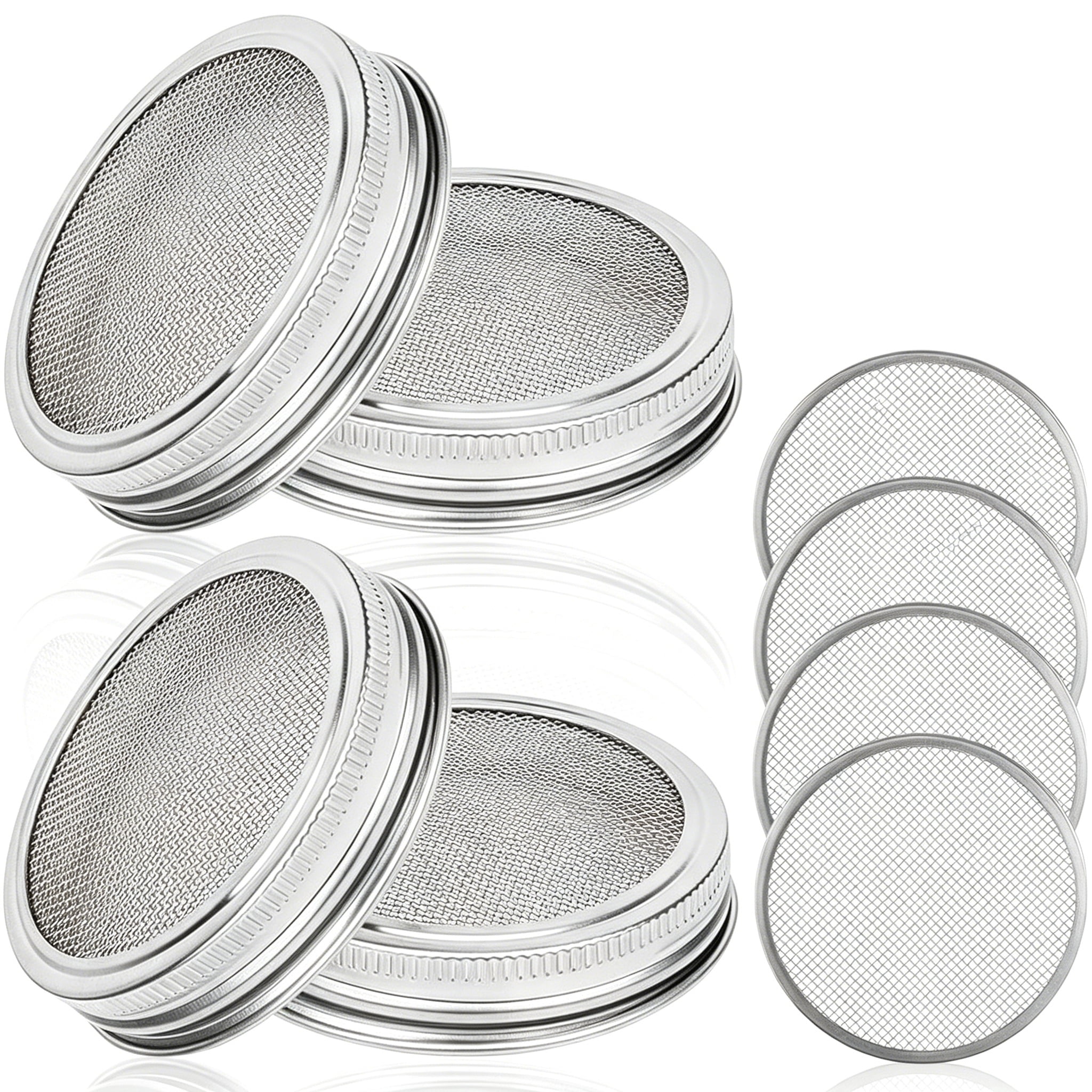 ACDANC 4 Pack Mason Jar Screen Lid, Includes 8 Pcs Stainless Steel ...