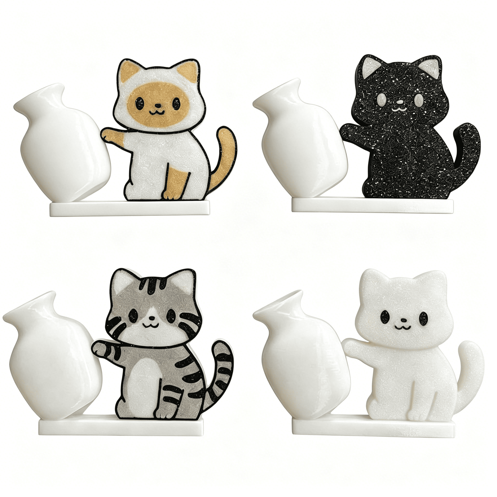 ACDANC 4 Pcs Cat Whisker Holder Vase Refrigerator Magnet, Mini Magnetic ...