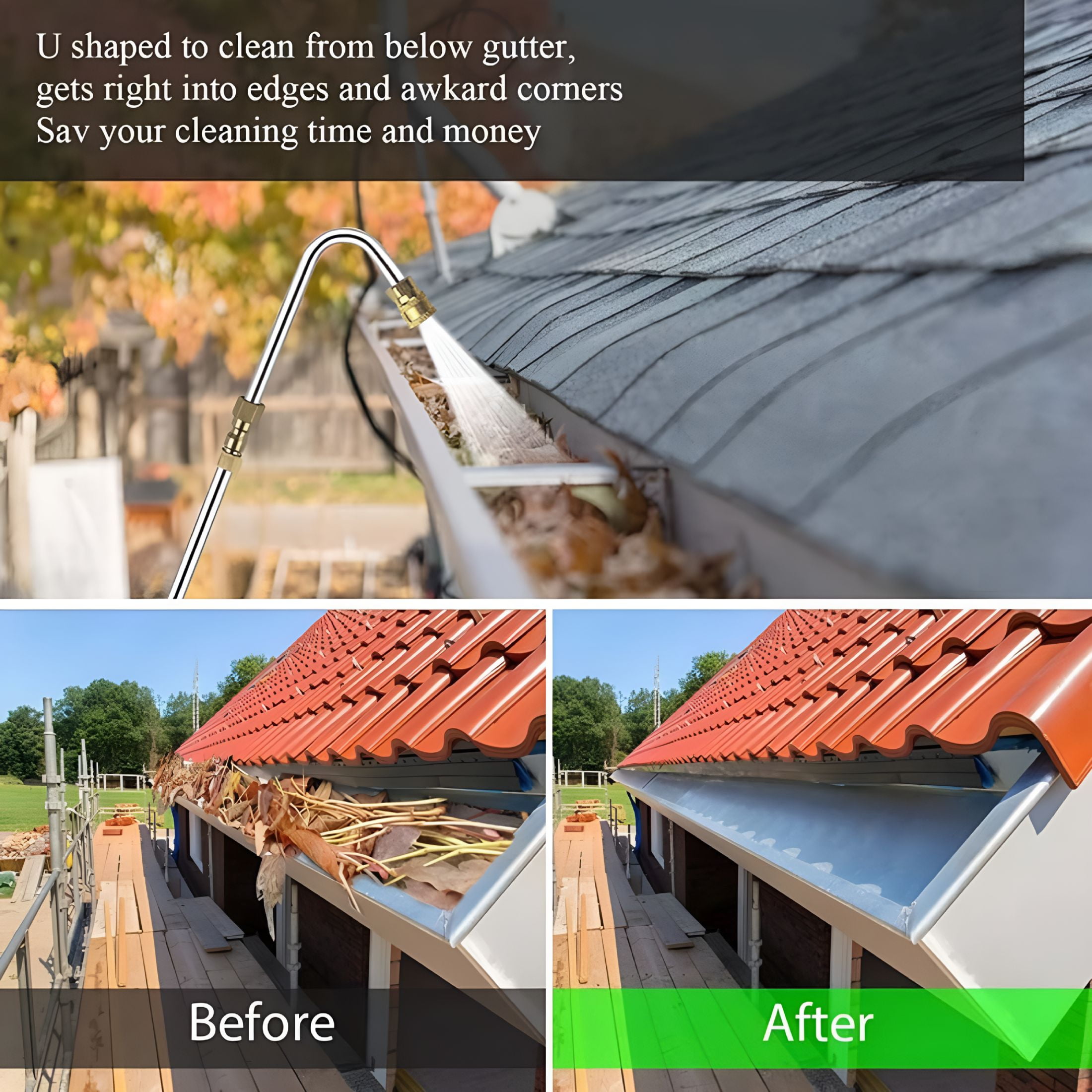 ACDANC 4000 PSI Retractable Gutter Cleaning Wand High Pressure Roof and ...