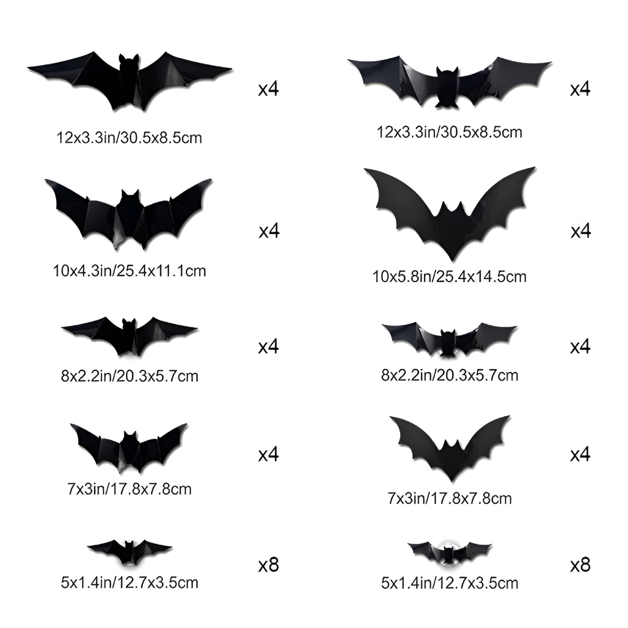 ACDANC 48 Pcs Lighted 3D Bats Stickers,Halloween Wall Decorations ...
