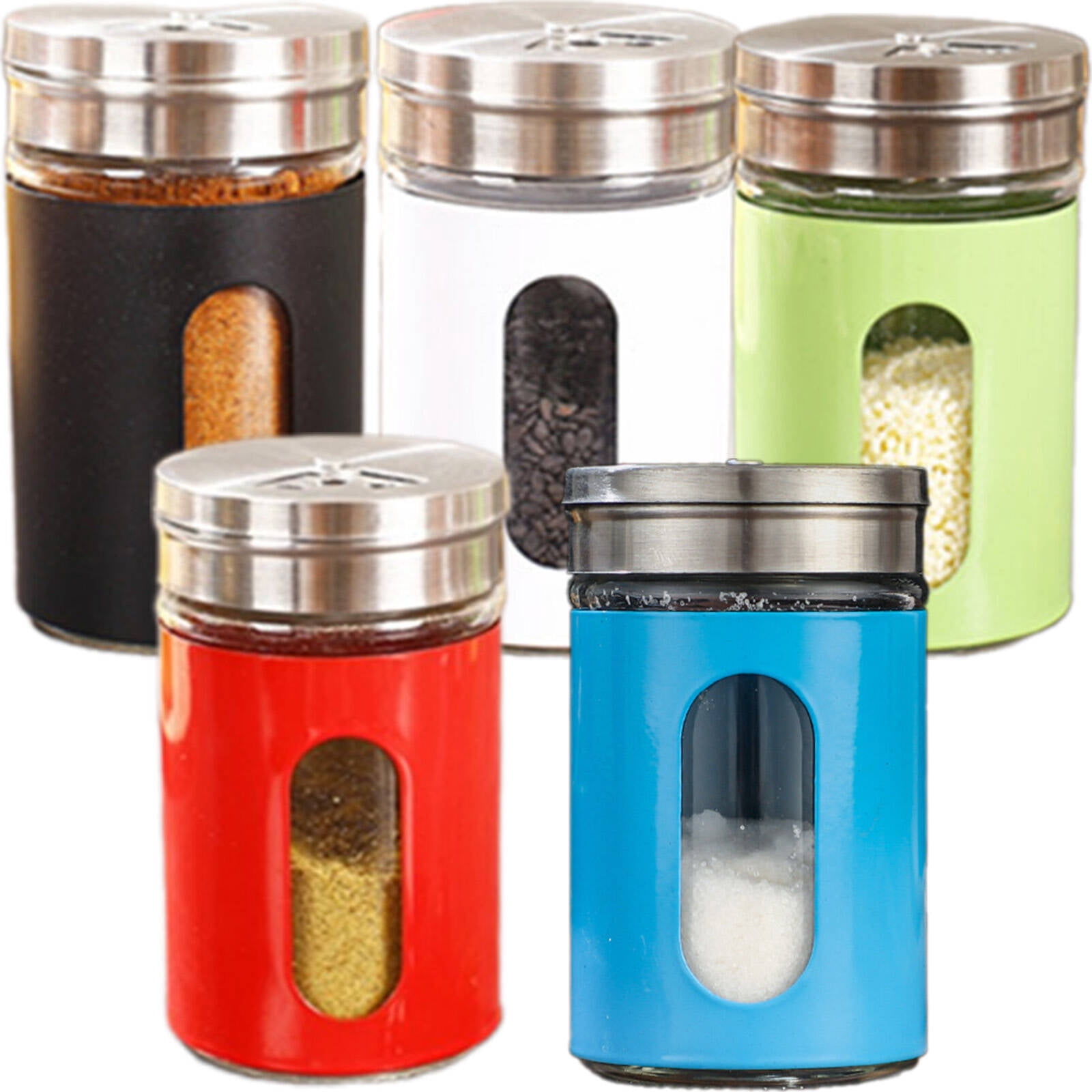 ACDANC 5 Pcs Salt and Pepper Shakers,304 Stainless Steel Lid and ...