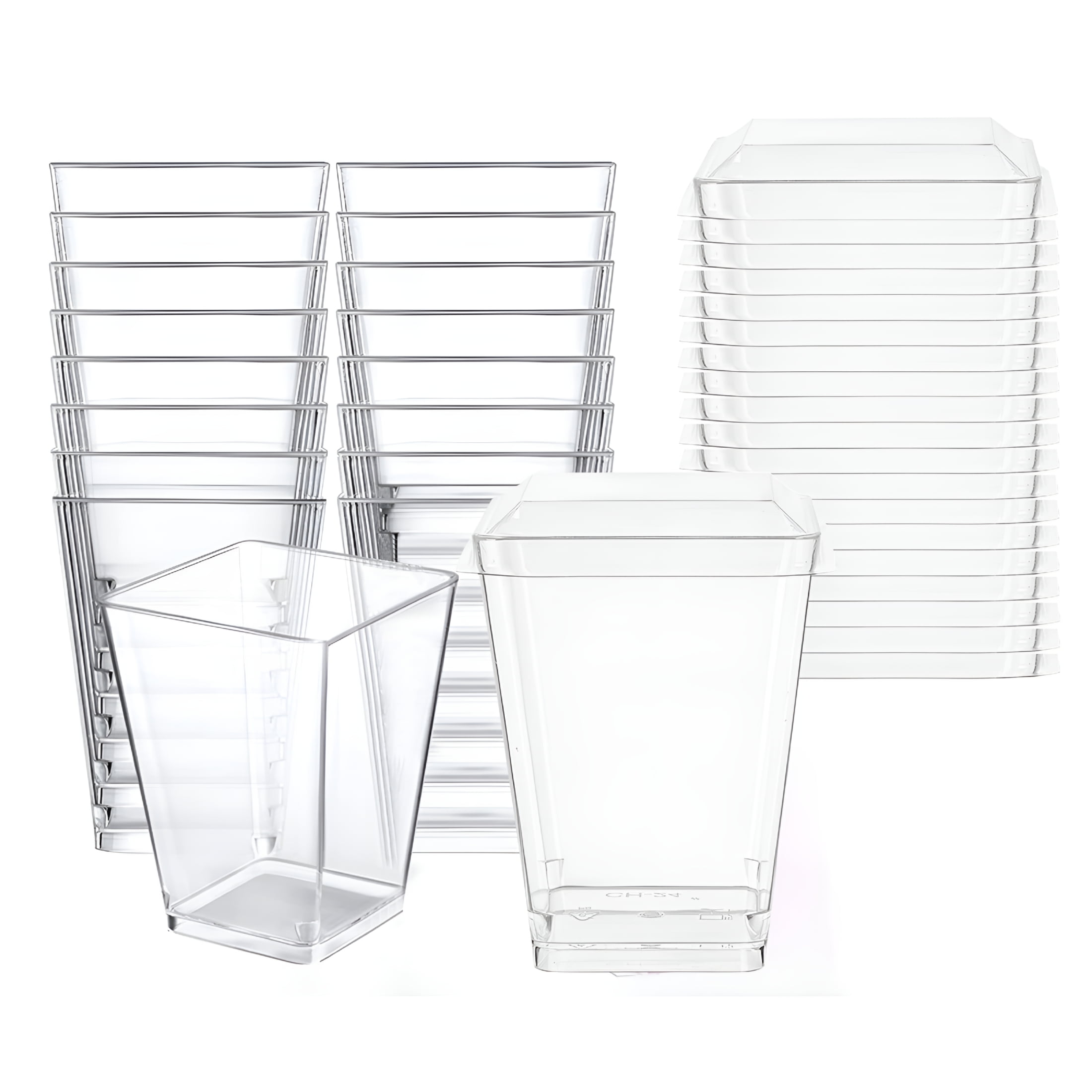 ACDANC 20 Pack 5 Oz Square Clear Plastic Dessert Cups with Lid Small ...