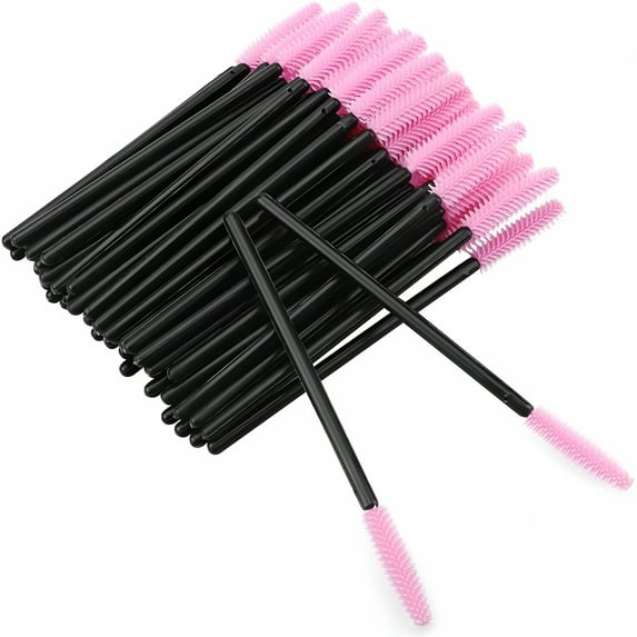 ACDANC 50 PCS Disposable Silicone Eyelash Brushes, Black and Pink ...