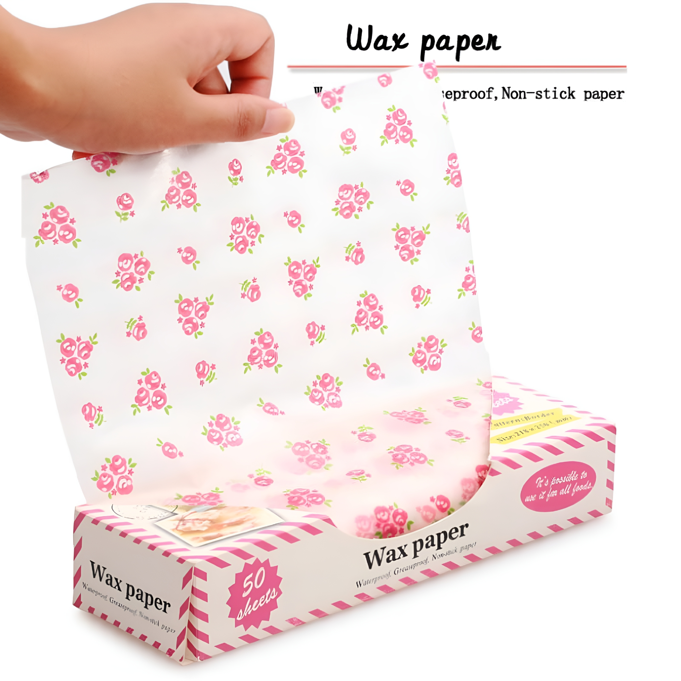 ACDANC 50 Sheets Wax Paper Greaseproof Paper Waterproof Food Wrapping ...