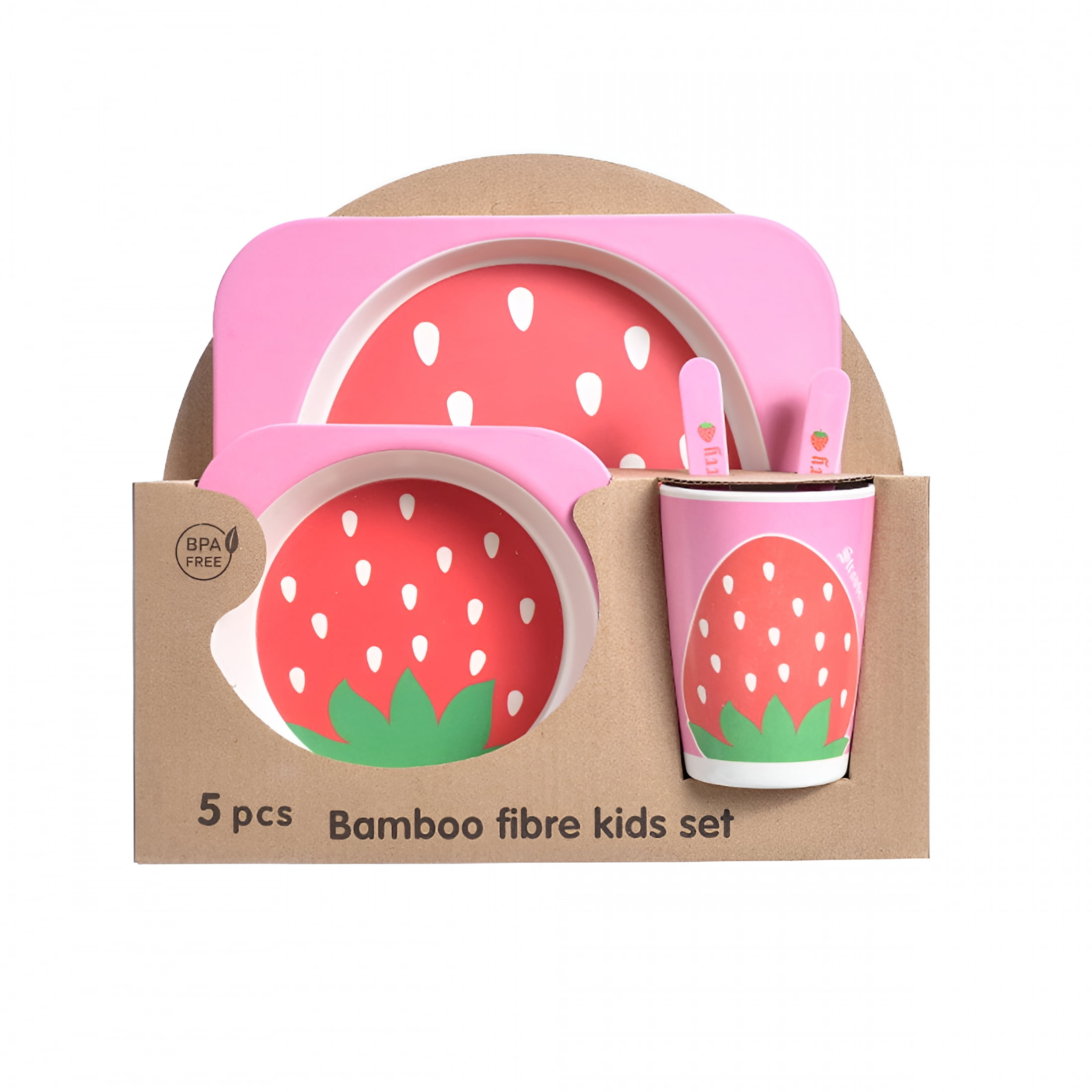 ACDANC 5Pcs/Set Bamboo Kids Dinnerware Set - Children Dishes - BPA Free ...
