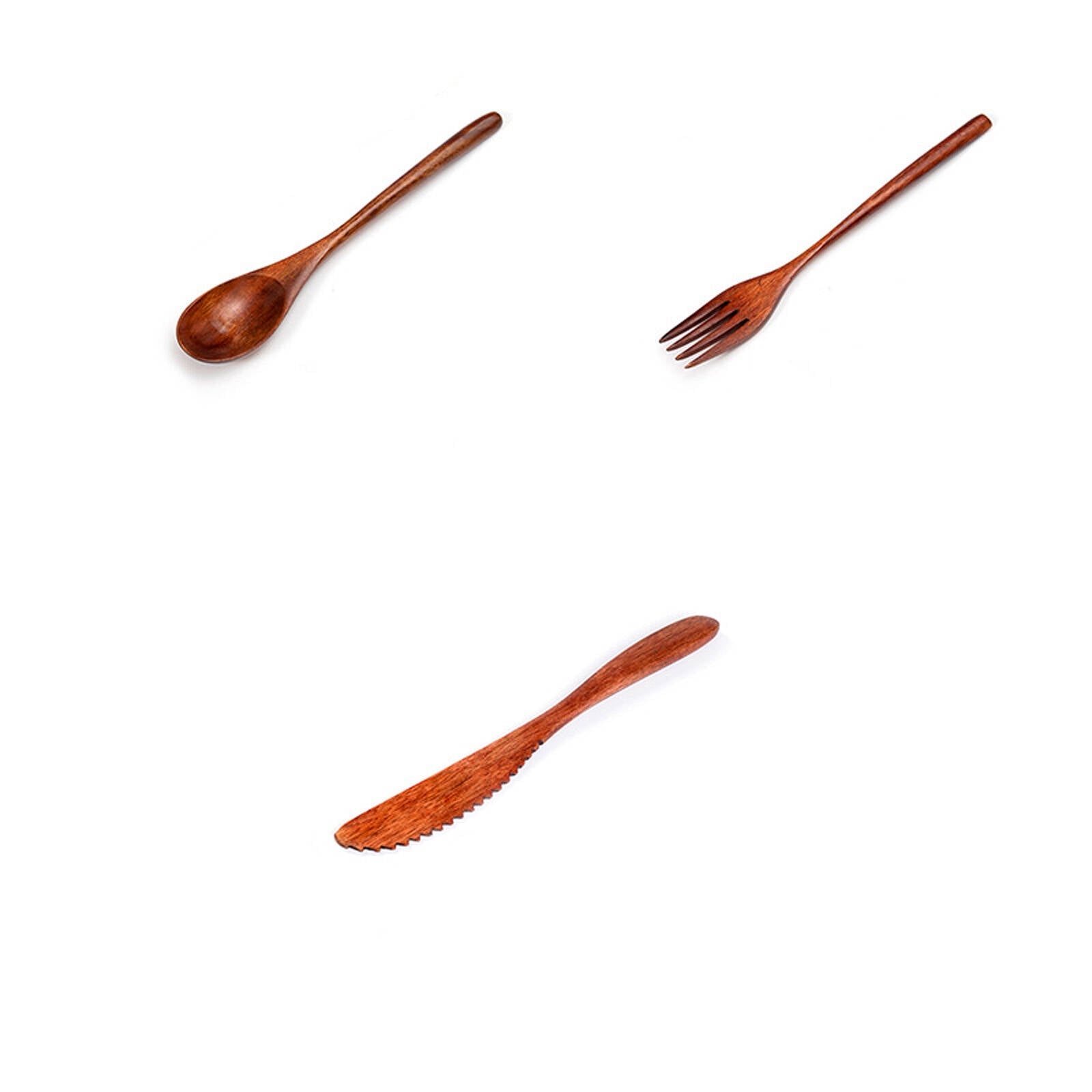 ACDANC 5Pcs Wooden Tableware Set Natural Nanmu Wood Kitchen Wooden ...