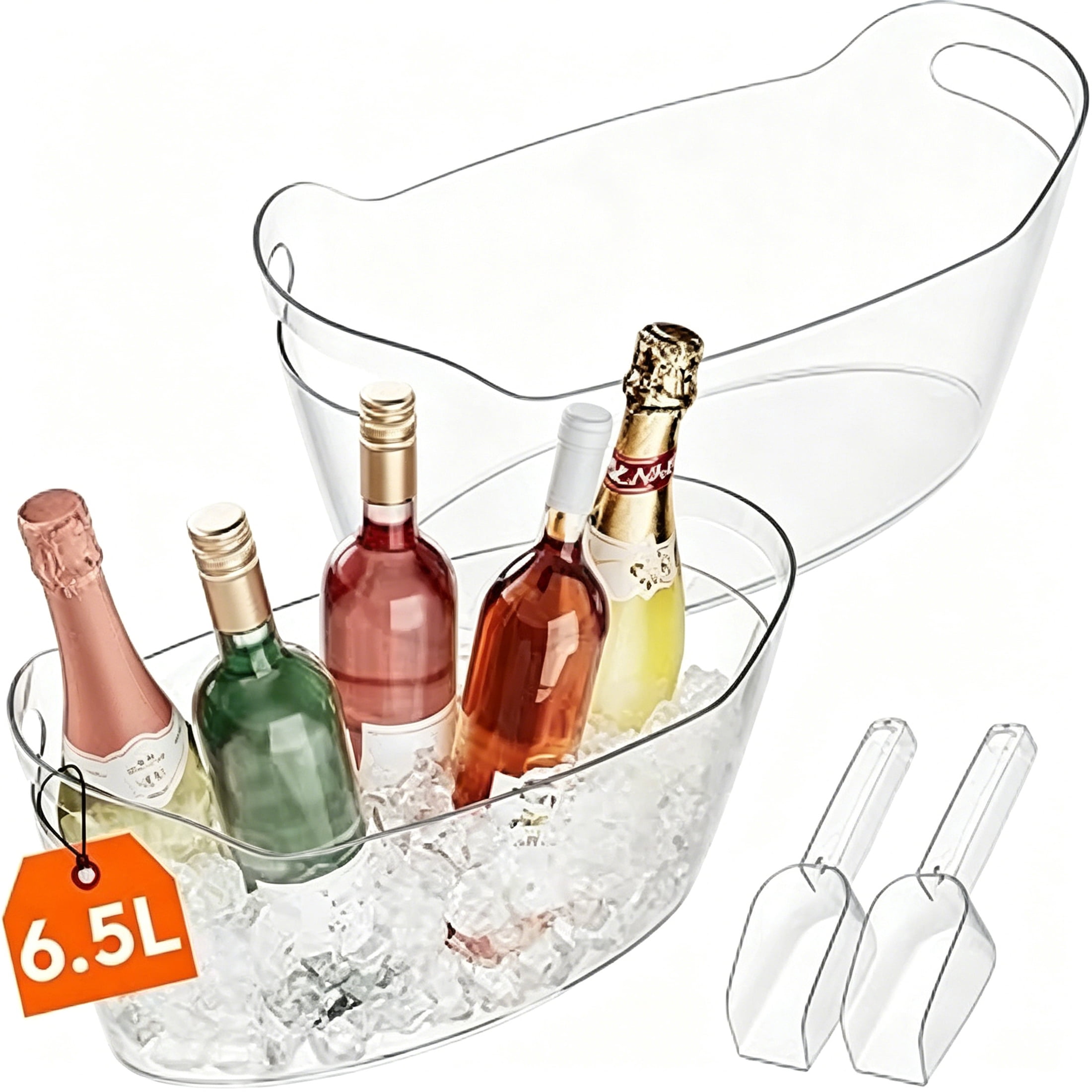 ACDANC 6.5L Ice Bucket for Parties 2 Packs, Portable Drink Bucket for ...
