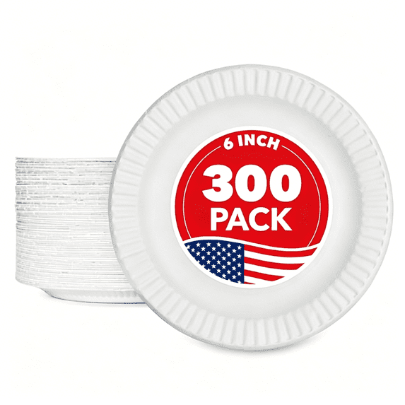 ACDANC 6-Inch Paper Plates Uncoated for Party Wedding Birthday Bbq ...