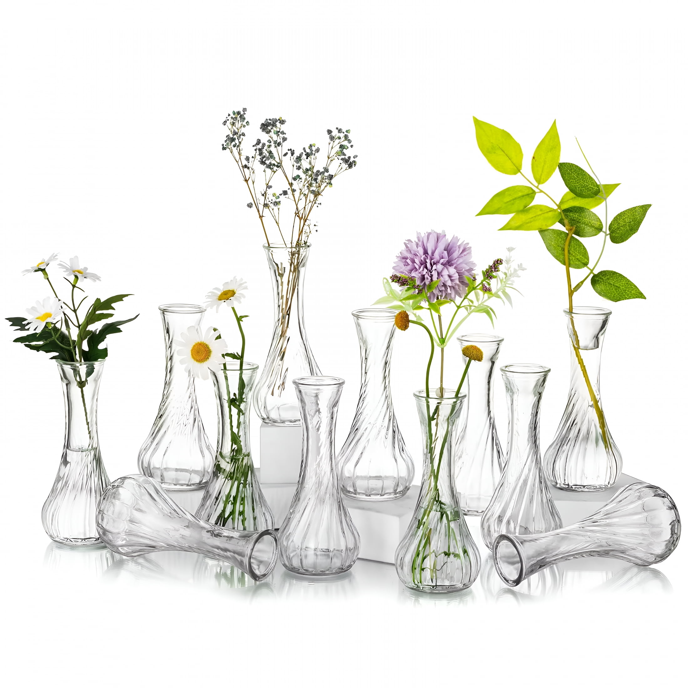 ACDANC 6 Inch Small Glass Bud Vases for Flowers Set of 12 Skinny Vase ...