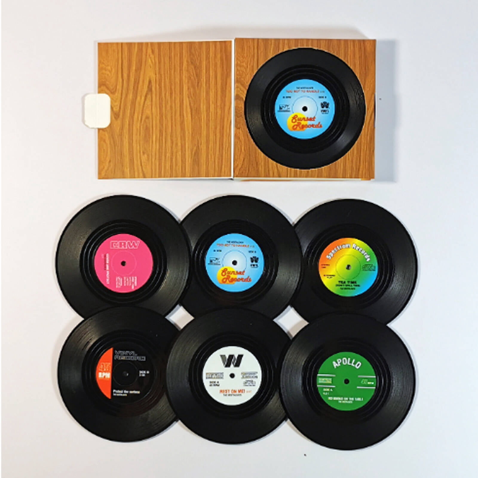 ACDANC 6 Pcs Coasters Colorful Retro Record Disk Drink Coasters ...