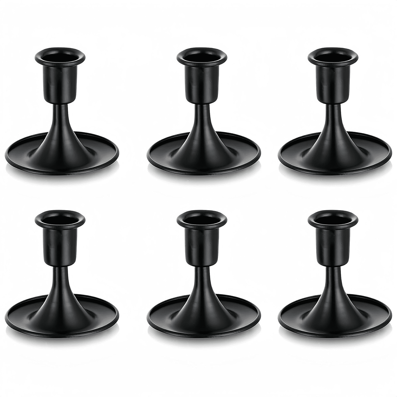 ACDANC 6 Pcs Taper Candle Holders Gold Black Electroplated Trumpet ...