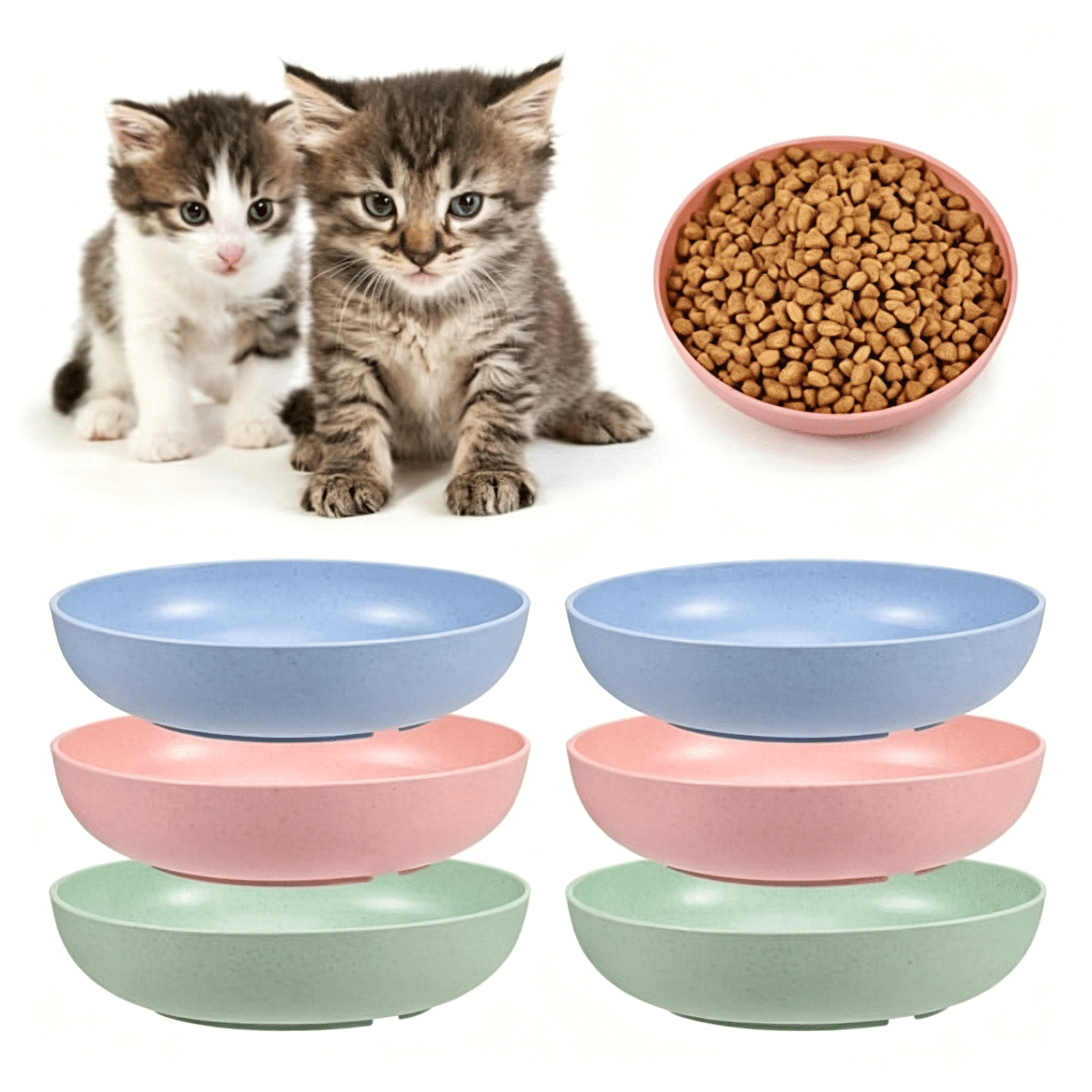 ACDANC 6 Pcs Whisker Friendly Fatigue Cat Bowl,5.5 Inch Shallow Cat ...