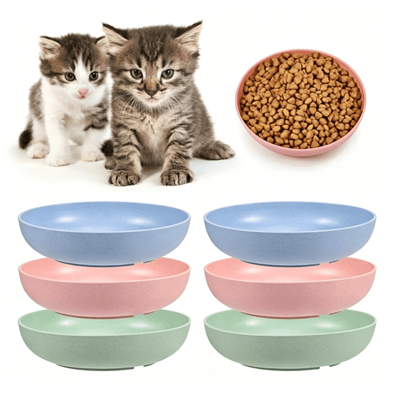 ACDANC 6 Pcs Whisker Friendly Fatigue Cat Bowl,5.5 Inch Shallow Cat ...