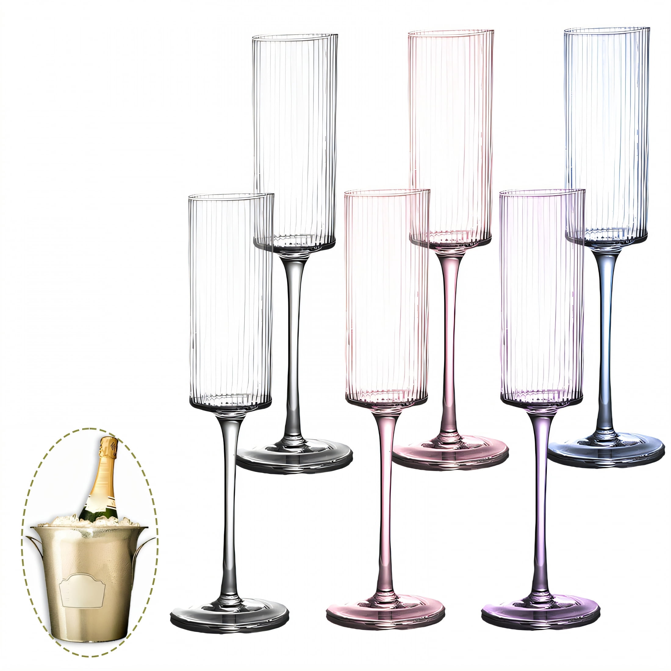 ACDANC 6Pcs Champagne Flutes Plastic 5.5 oz Damage-Proof Champagne ...