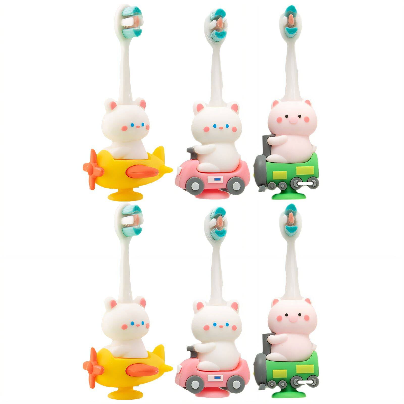 ACDANC 6Pcs Kid Toothbrush,Cute Shape Kid Toothbrush,Bottom Sucker ...