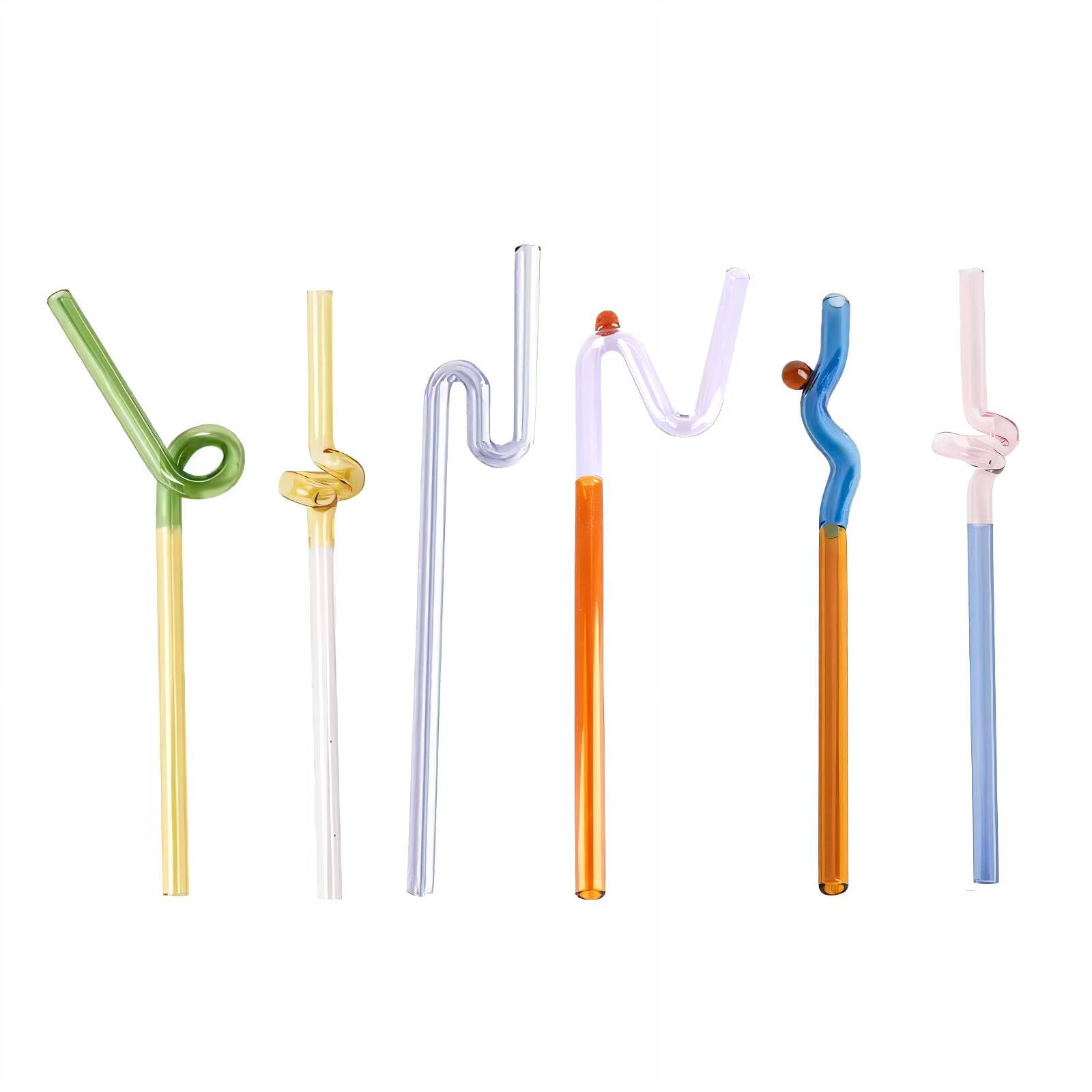 ACDANC 6Pcs Reusable Straws Excellent Material Glass Straws Creative ...