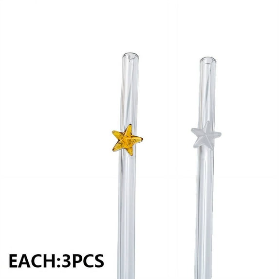 ACDANC 6Pcs Reusable Straws Unique Star Shape Glass Straws Easy to ...