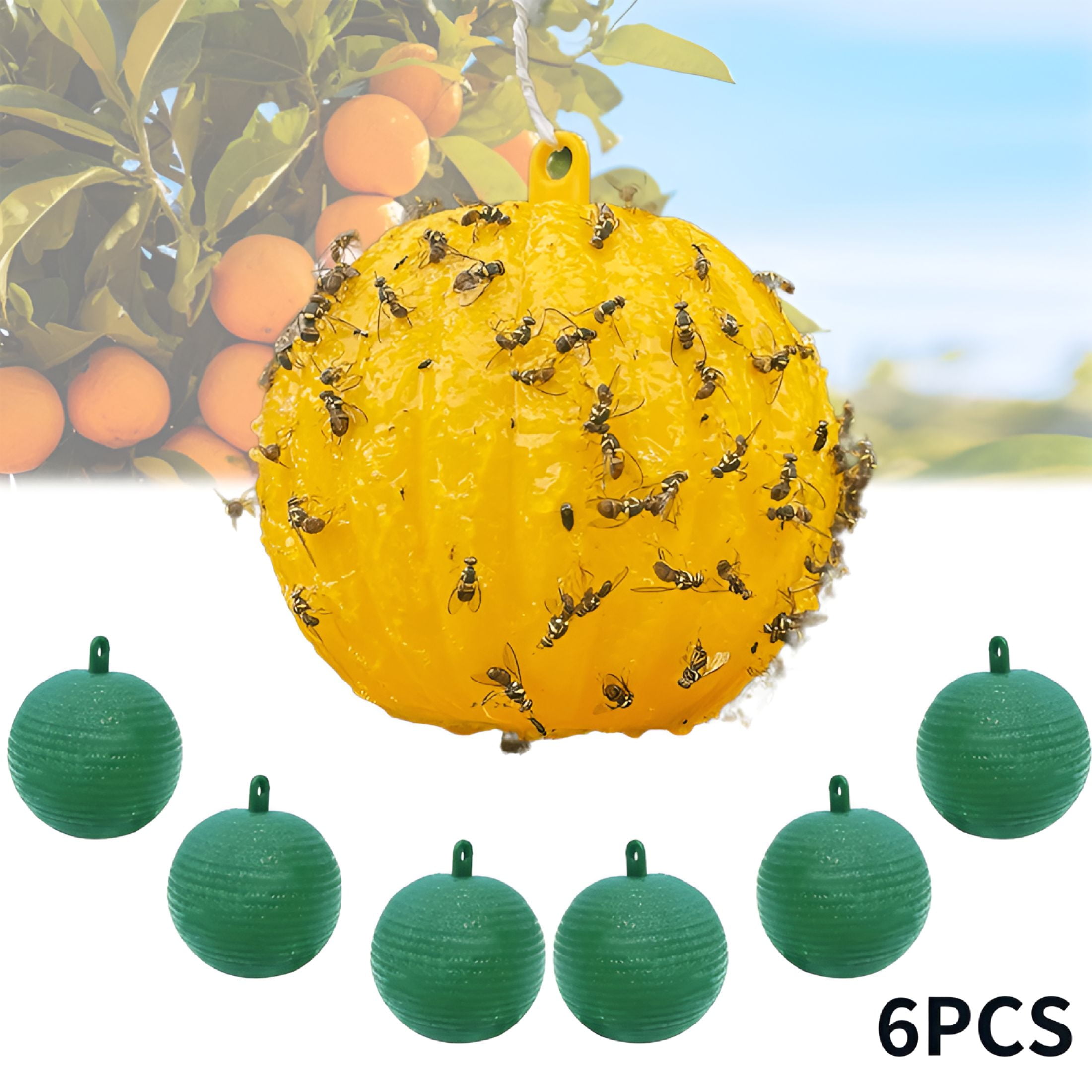 ACDANC 6Pcs Yellow Sticky Balls for Flying Insect Control-Indoor ...