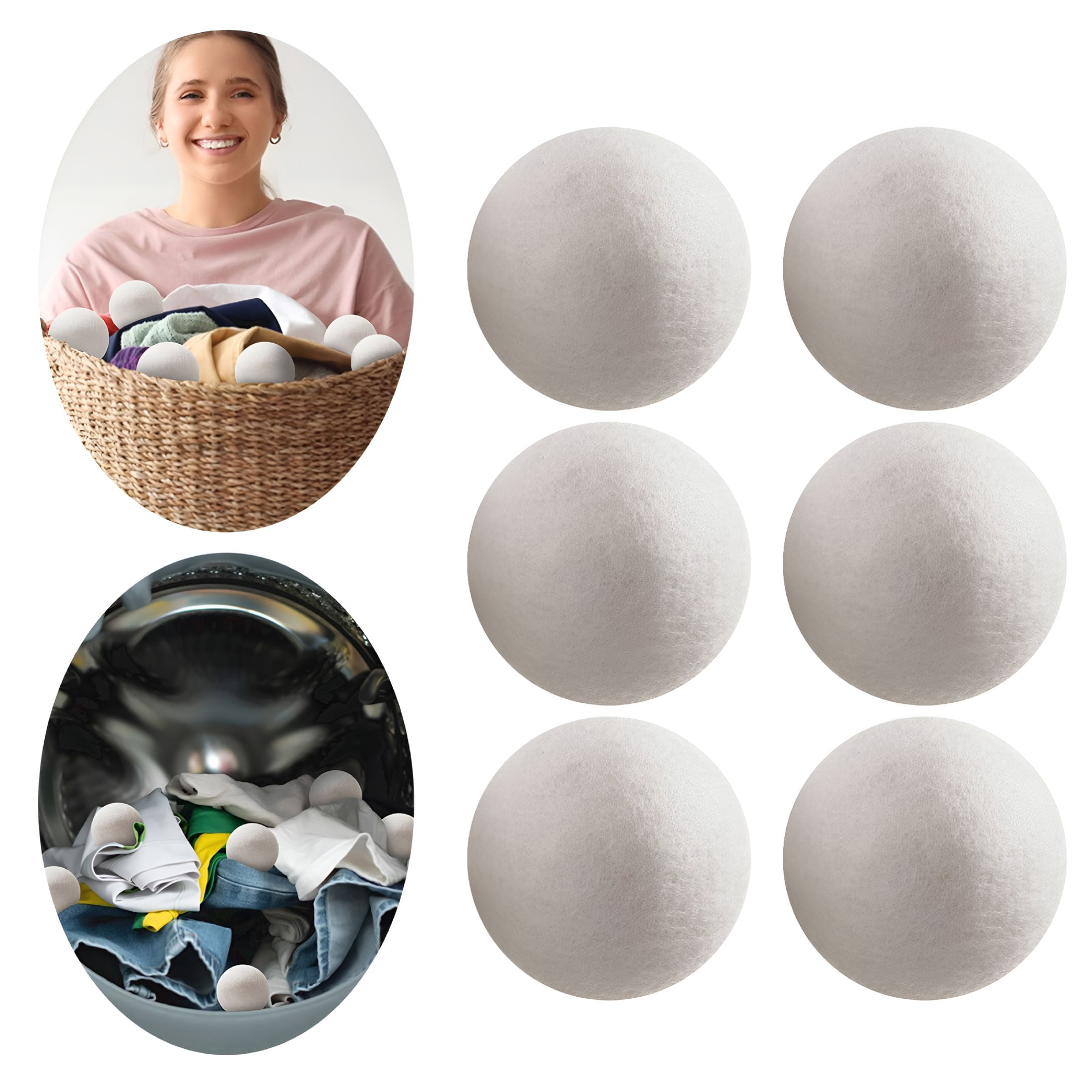 ACDANC 6pc Handy Laundry Wool Dryer Balls Natural Fabric Softener ...