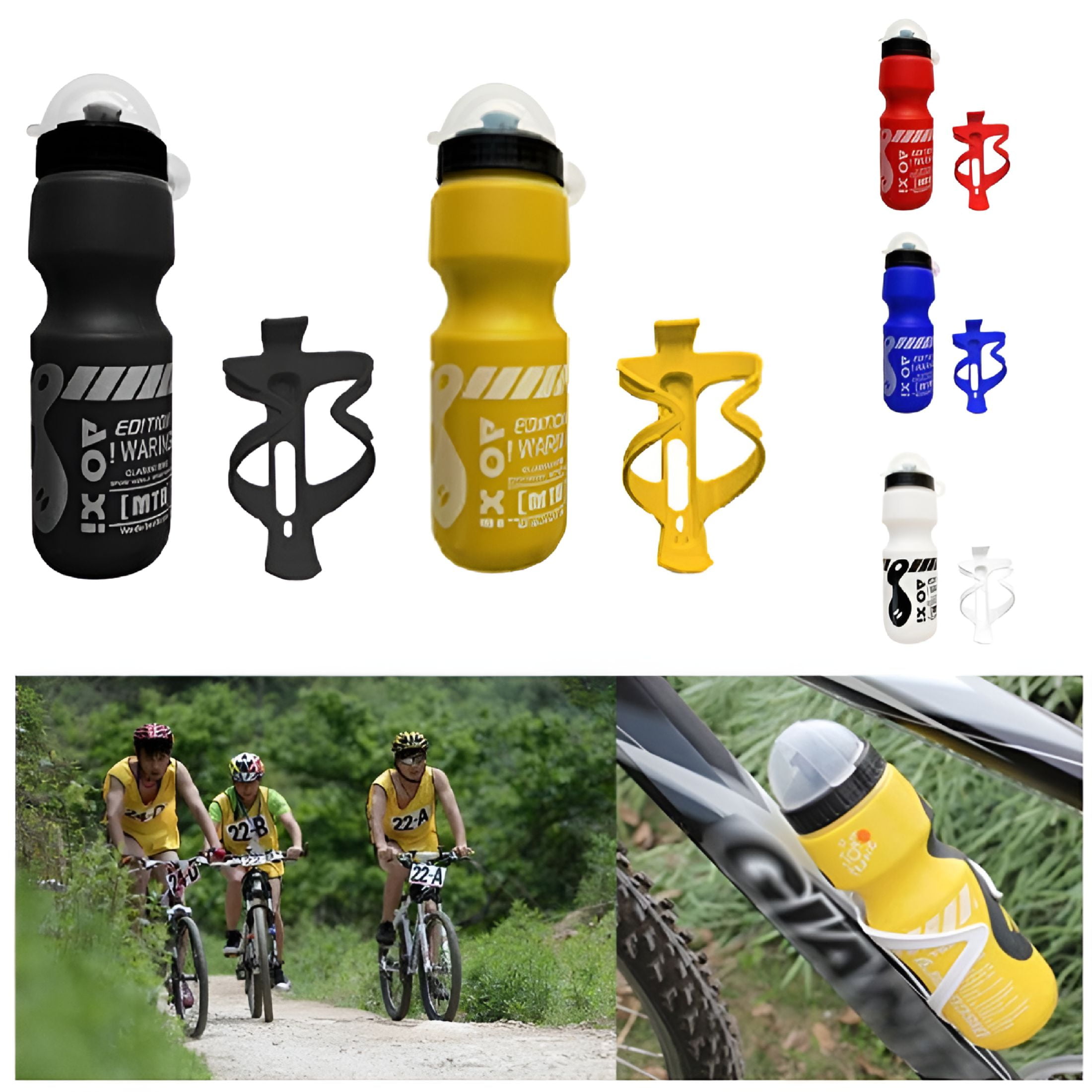 ACDANC 750ML Mountain Bike Bicycle Cycling Water Drink Bottle+Holder Cage Rack - Walmart.com