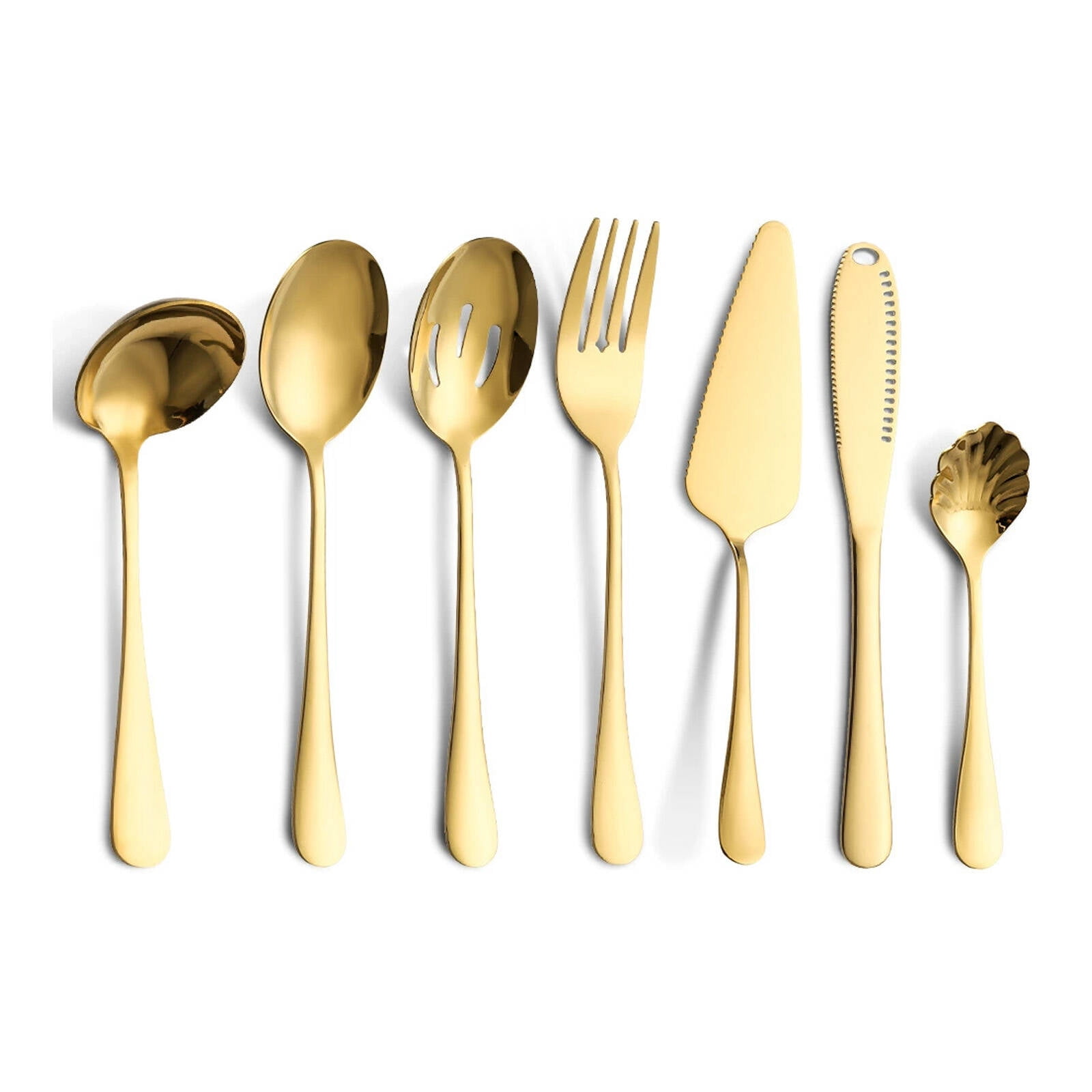 ACDANC 7Pcs Gold Silverware Set Stainless Steel Texture Gold Flatware ...