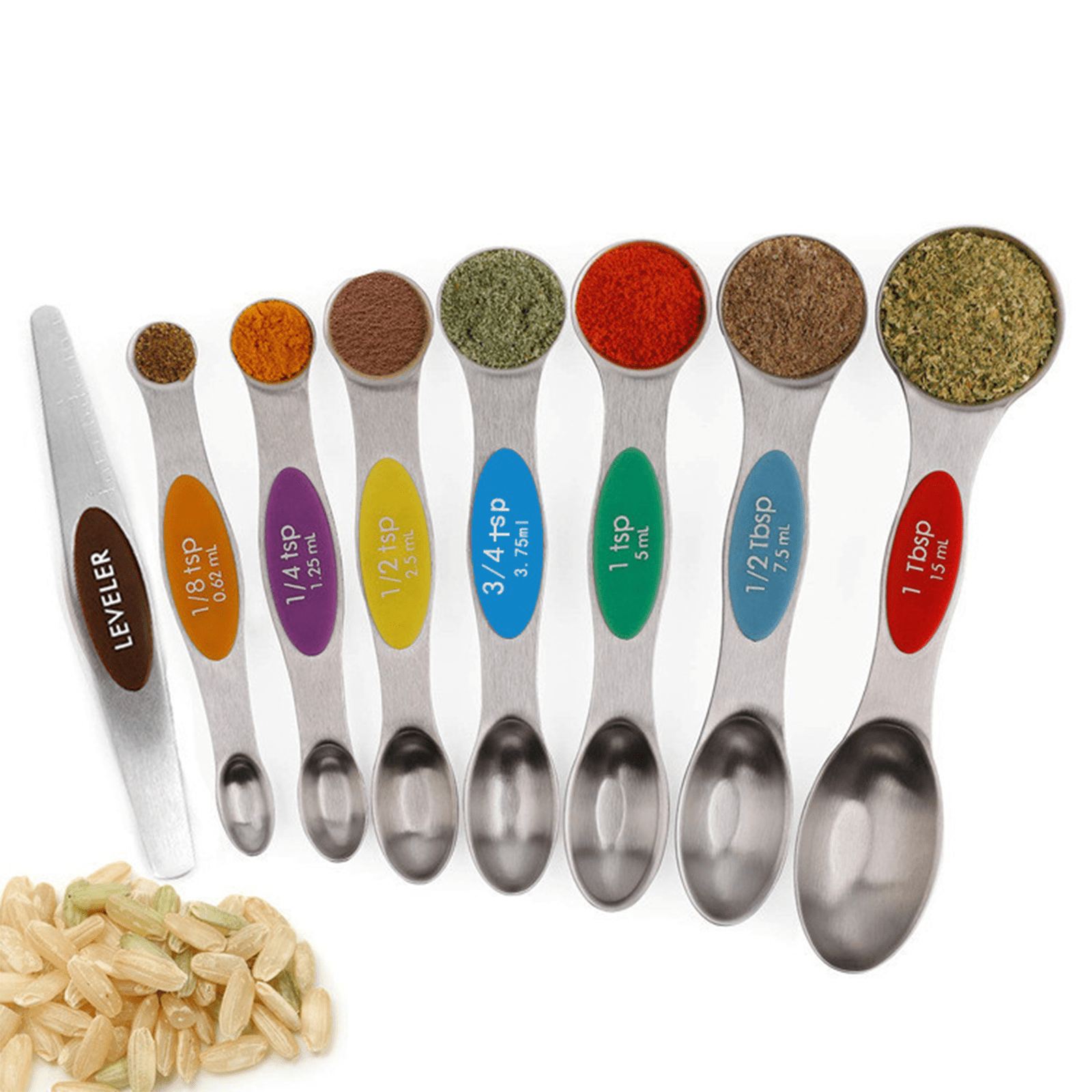 ACDANC 8Pcs Stainless Steel Measuring Spoons Set,Dual-Head Design with ...