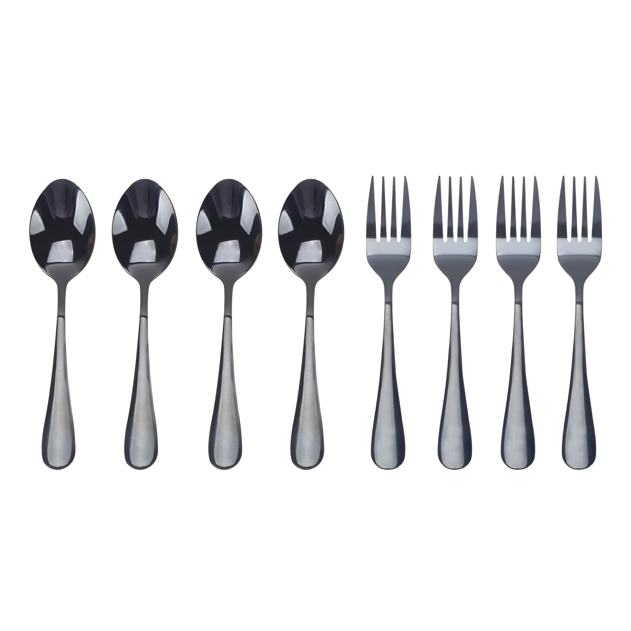 ACDANC 8pcs Black Spoons and Forks Set Stainless Steel Teaspoons ...