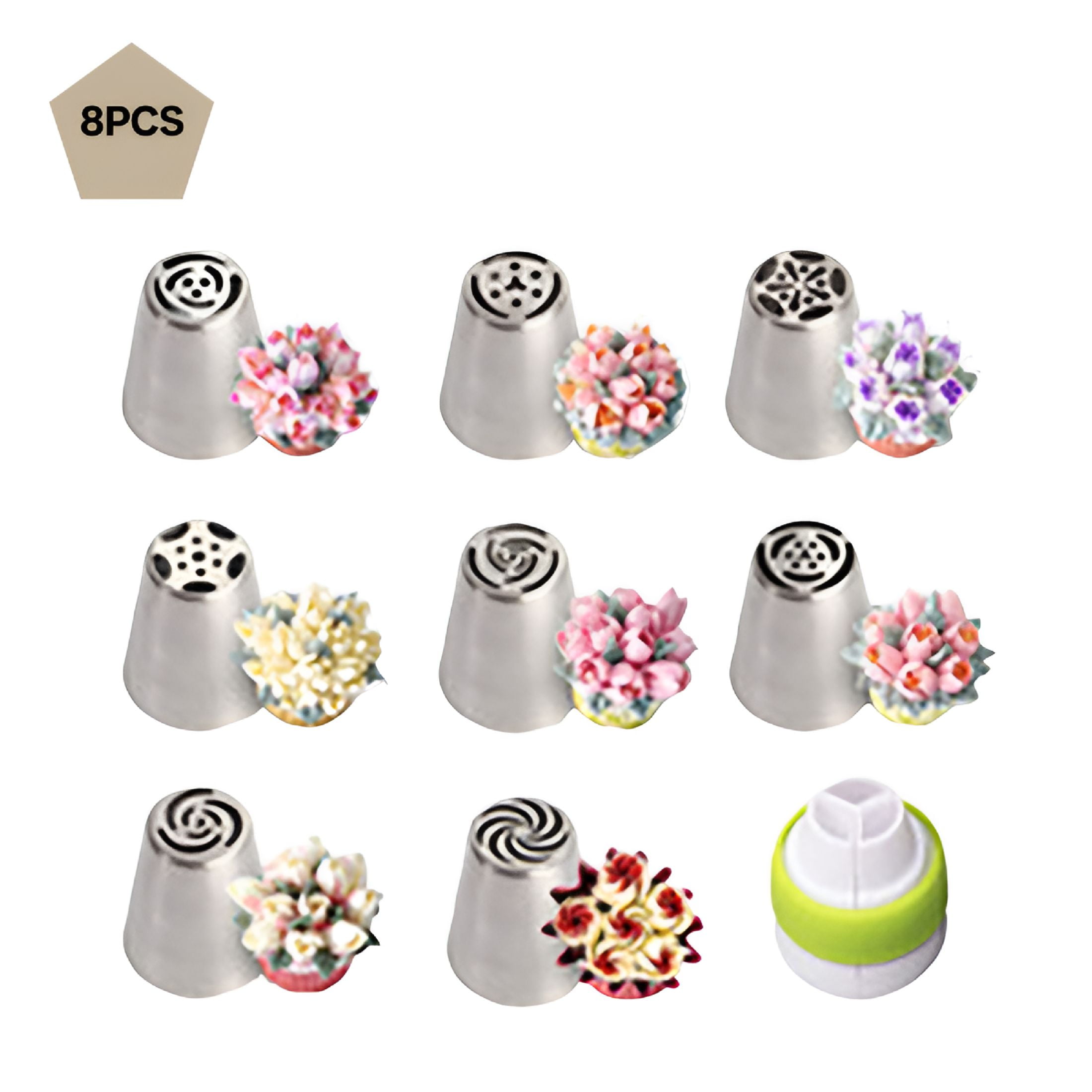 ACDANC 9 Pack Extra Large Flower Russian Piping Tips Set,Stainless ...