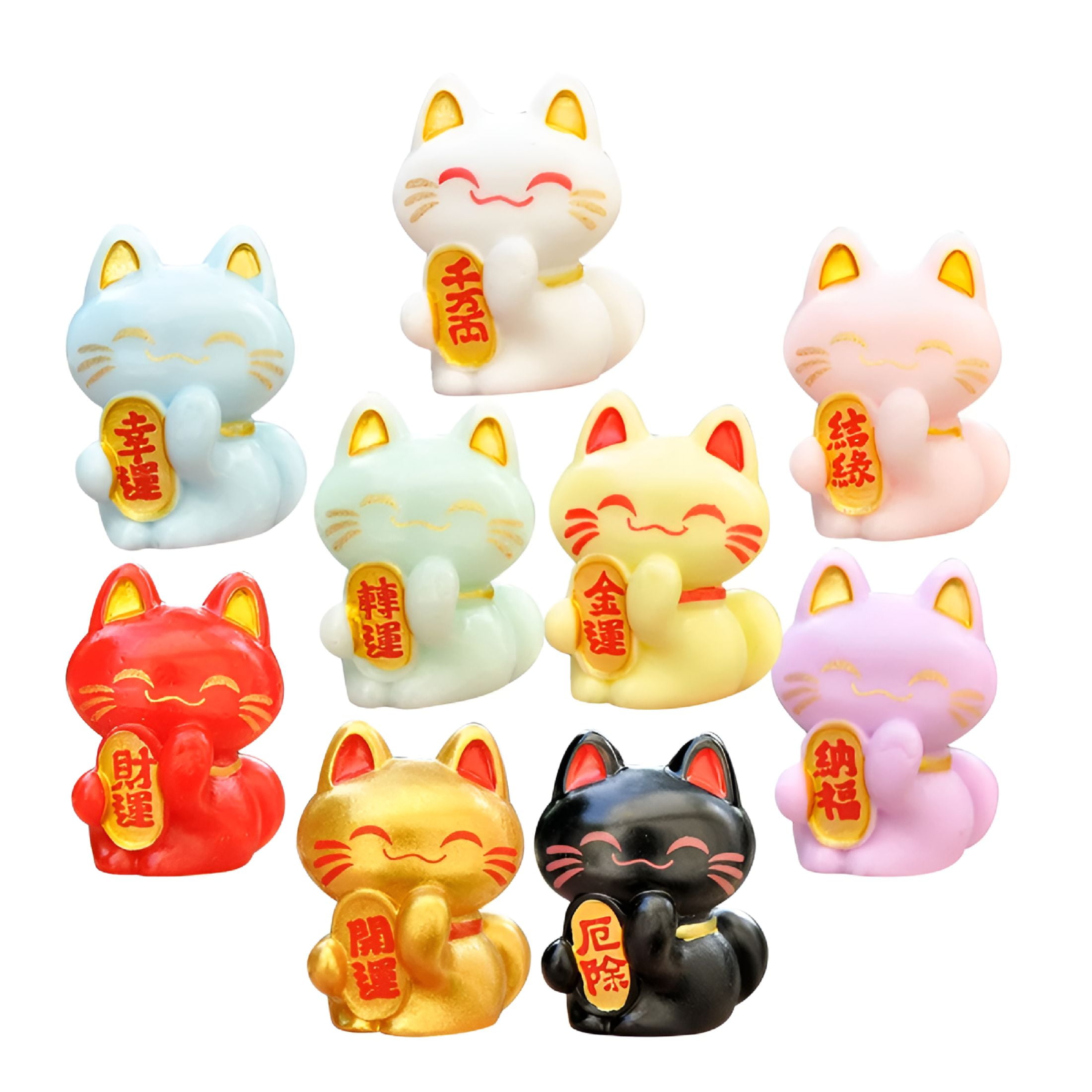 ACDANC 9 Pcs Miniature Lucky Cat Animal Mini Luck Cat Statue Mini Cat ...