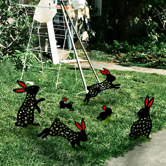 ACDANC Animal Silhouette Stake Bunny Rabbit Garden Stake Yard Art Lawn ...