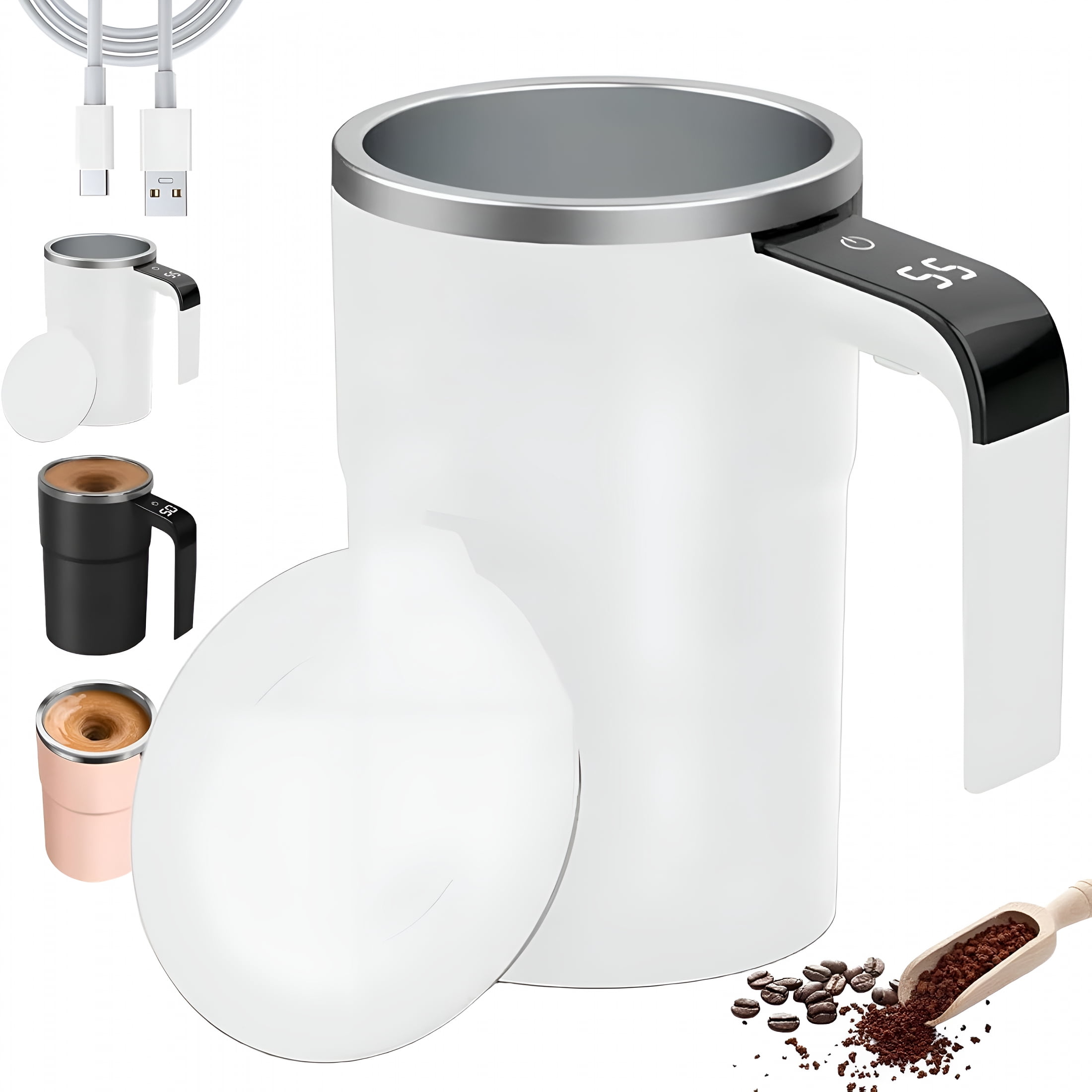 ACDANC Auto Self Stirring Mug with Temp Display,Usb-C Rechargeable ...