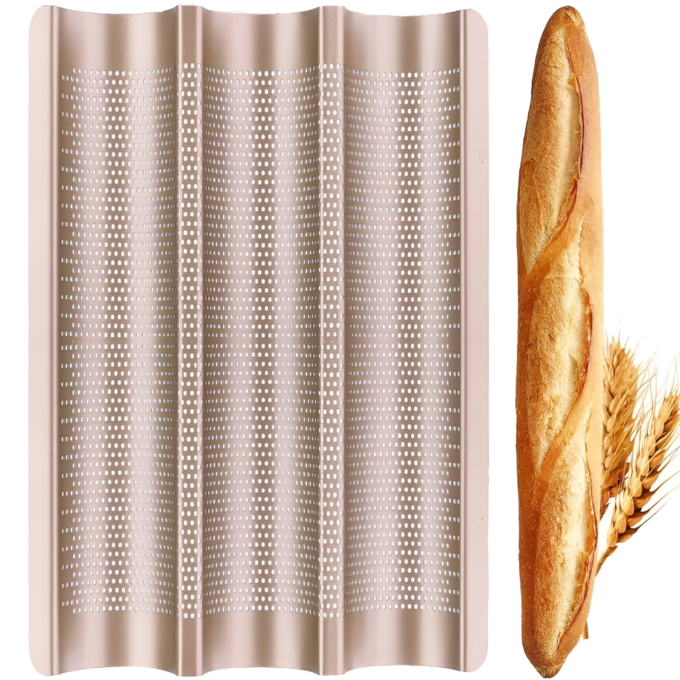 ACDANC Baguette Pan,French Bread Baking Pan Perforated 3 Loaves Long ...