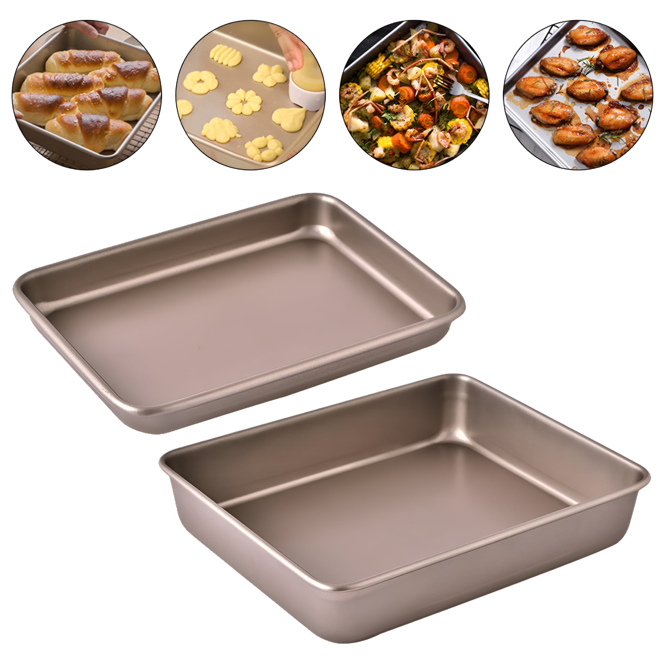 ACDANC Baking Sheets Pan Nonstick Deep Baking Trays,11X9" Cookie Sheet ...