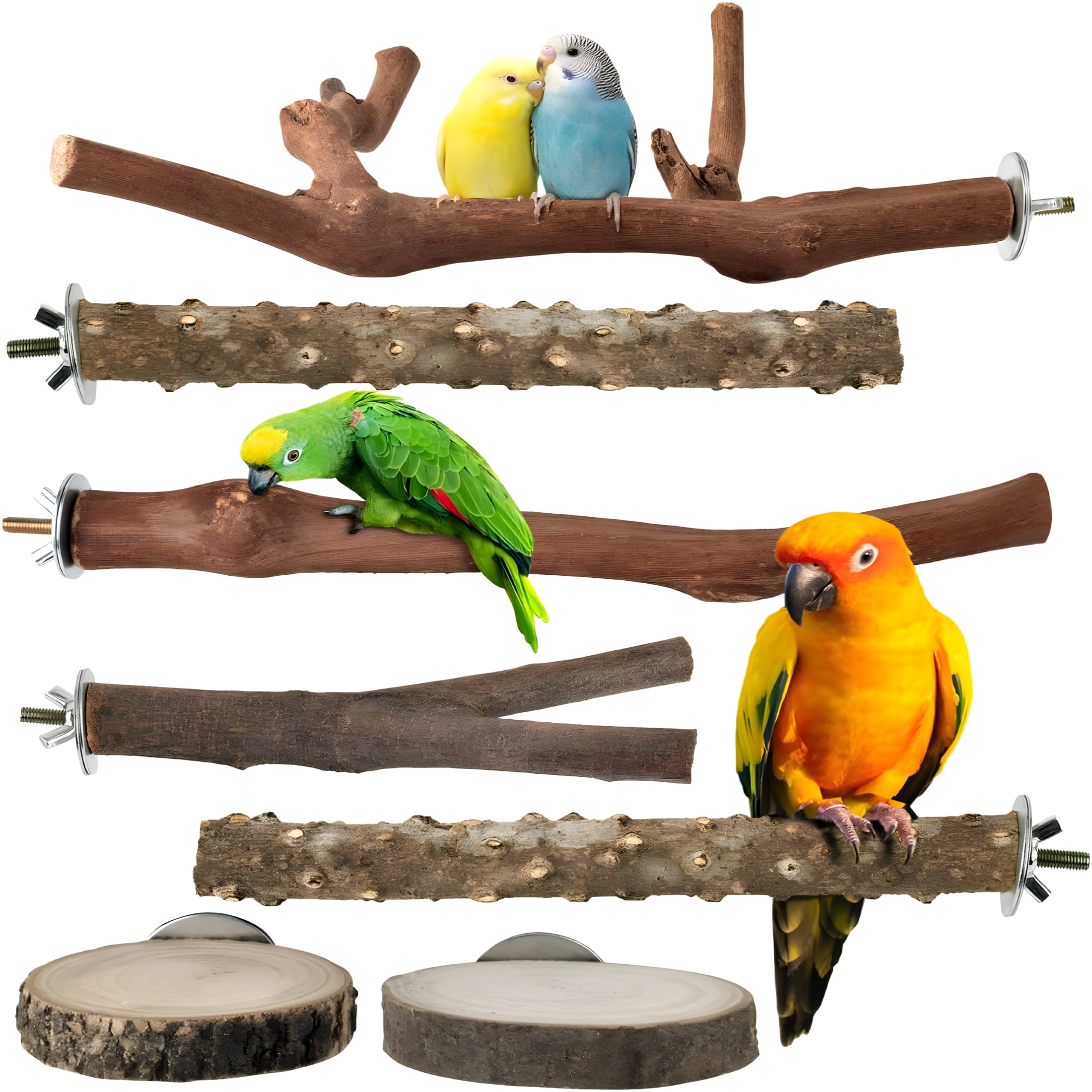 ACDANC Bird Perch Stand 7PCS, Natural Grape Wood Pole Standing Parrot ...