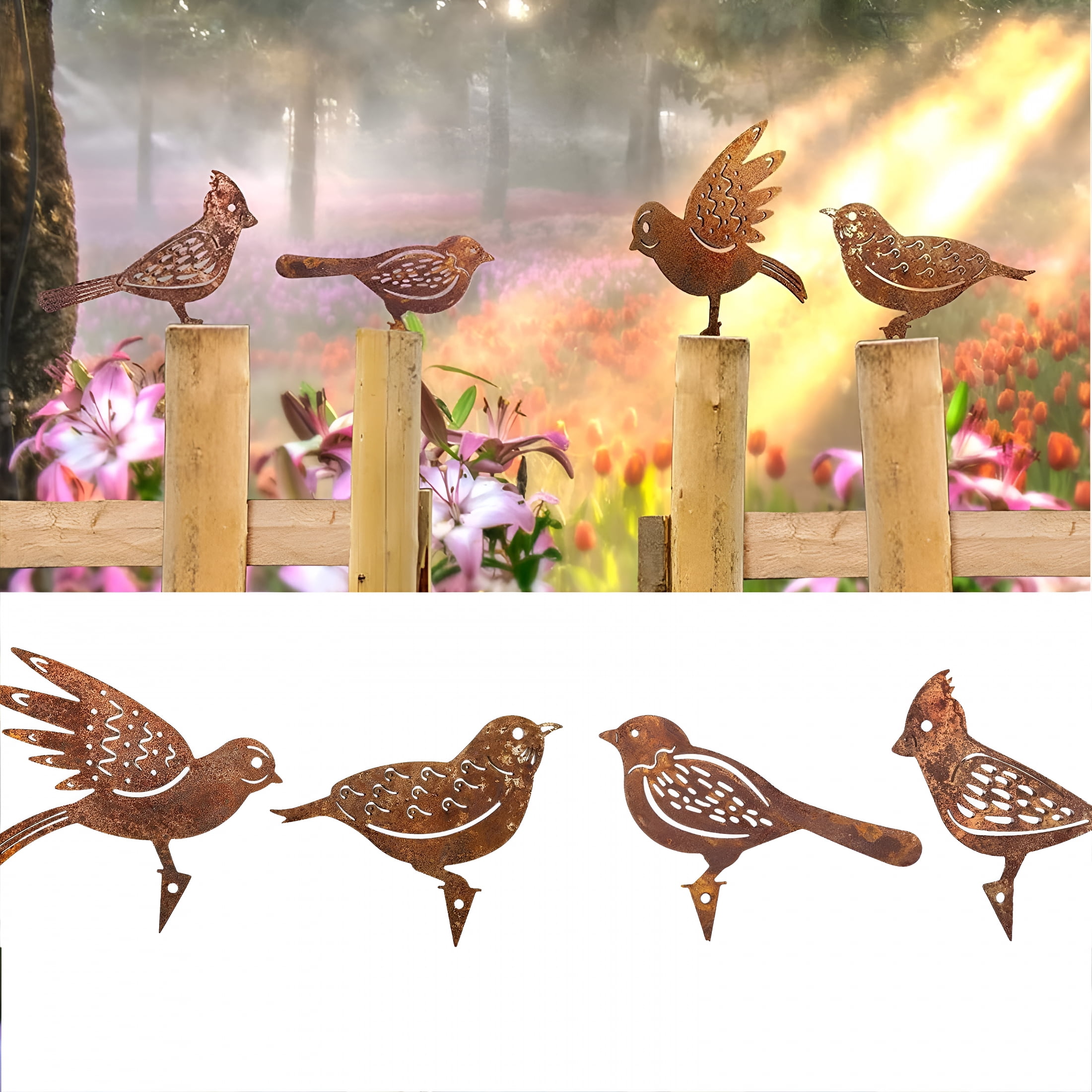 ACDANC Birds Decoration Metal Birds Garden Ornaments Silhouette ...