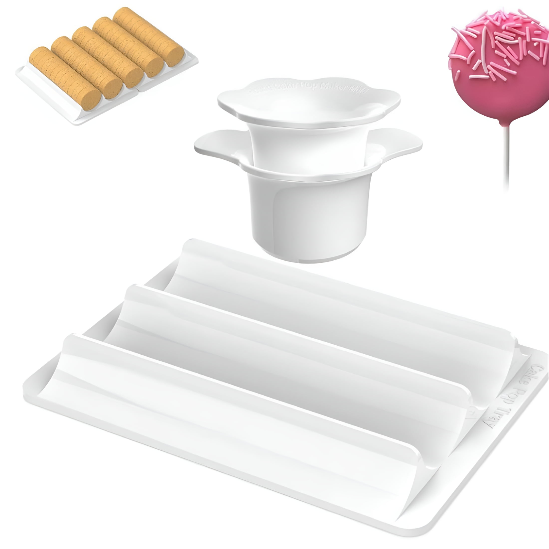 ACDANC Cake Pop Cutter and Pusher with Tray - Circle Cake Pop Mold Set ...