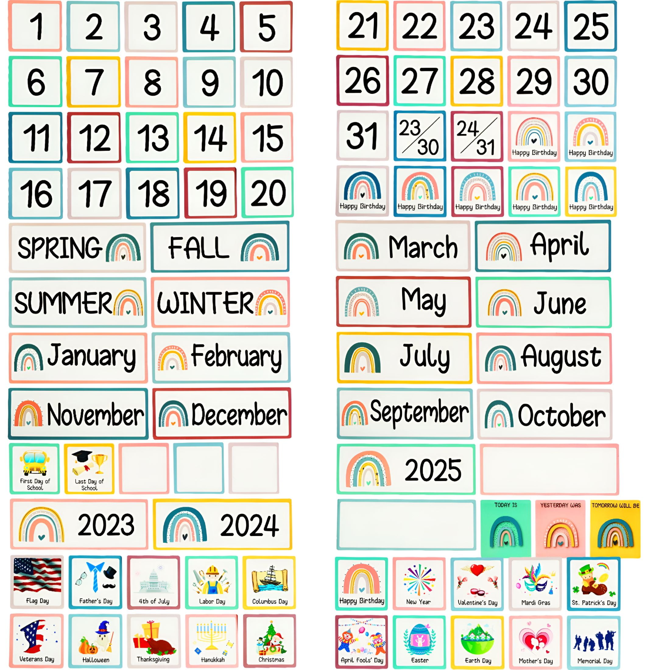 ACDANC Calendar Hanging Bag Calendar Pocket Chart with 89 Cards 3 Hooks ...
