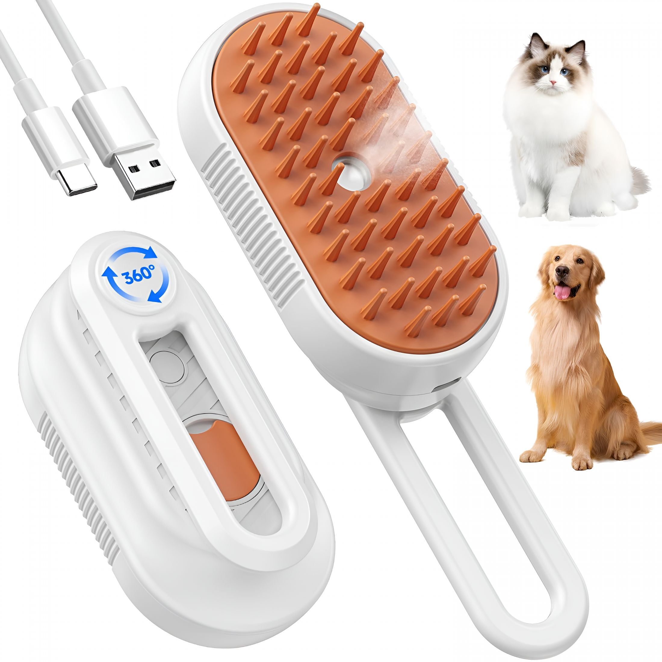 ACDANC Cat Steam Brush for Shedding,4 in 1 Brush with Foldable Handle ...