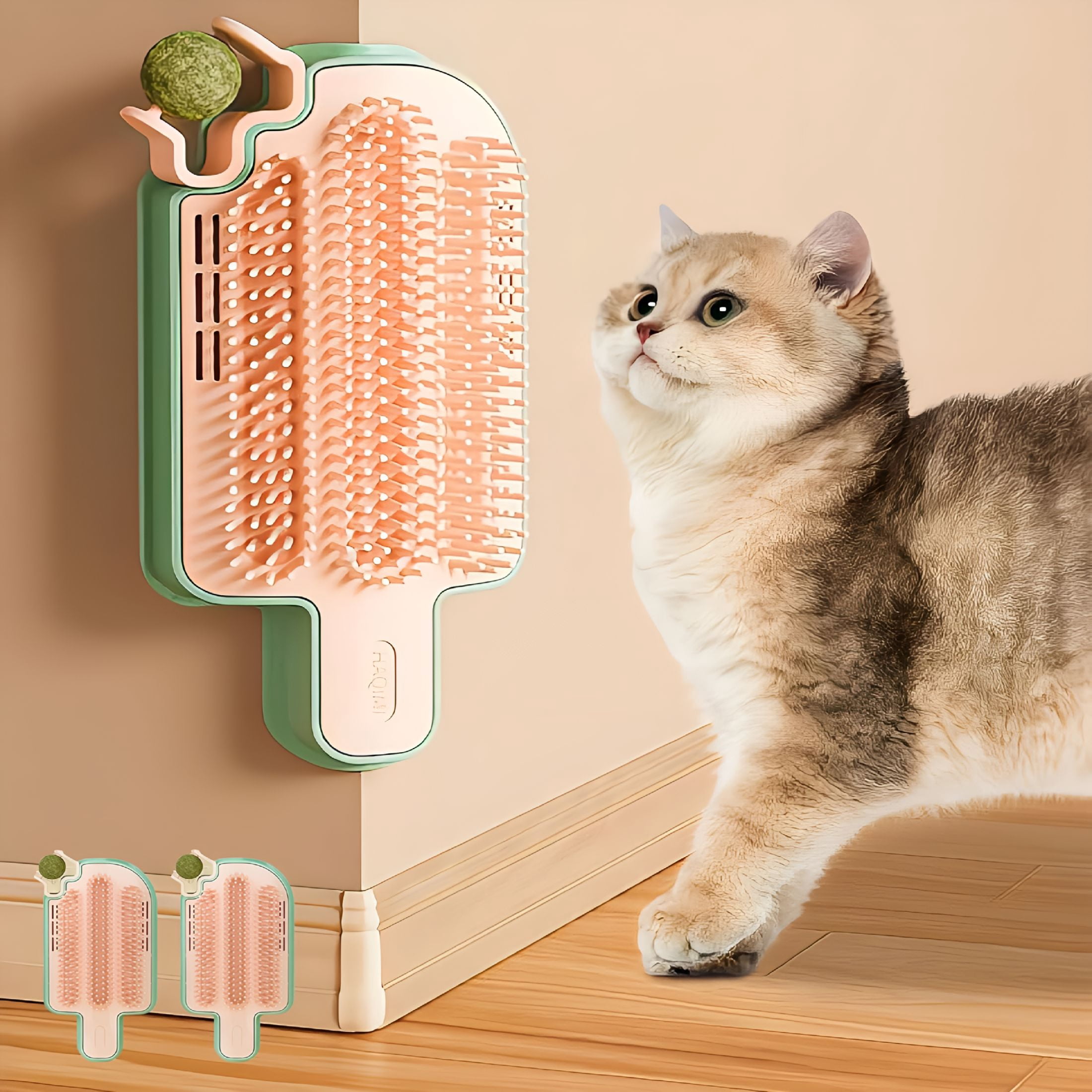 ACDANC Catnip Toys for Indoor Cats 2 Pack,Stick on Wall Cat Brush with ...